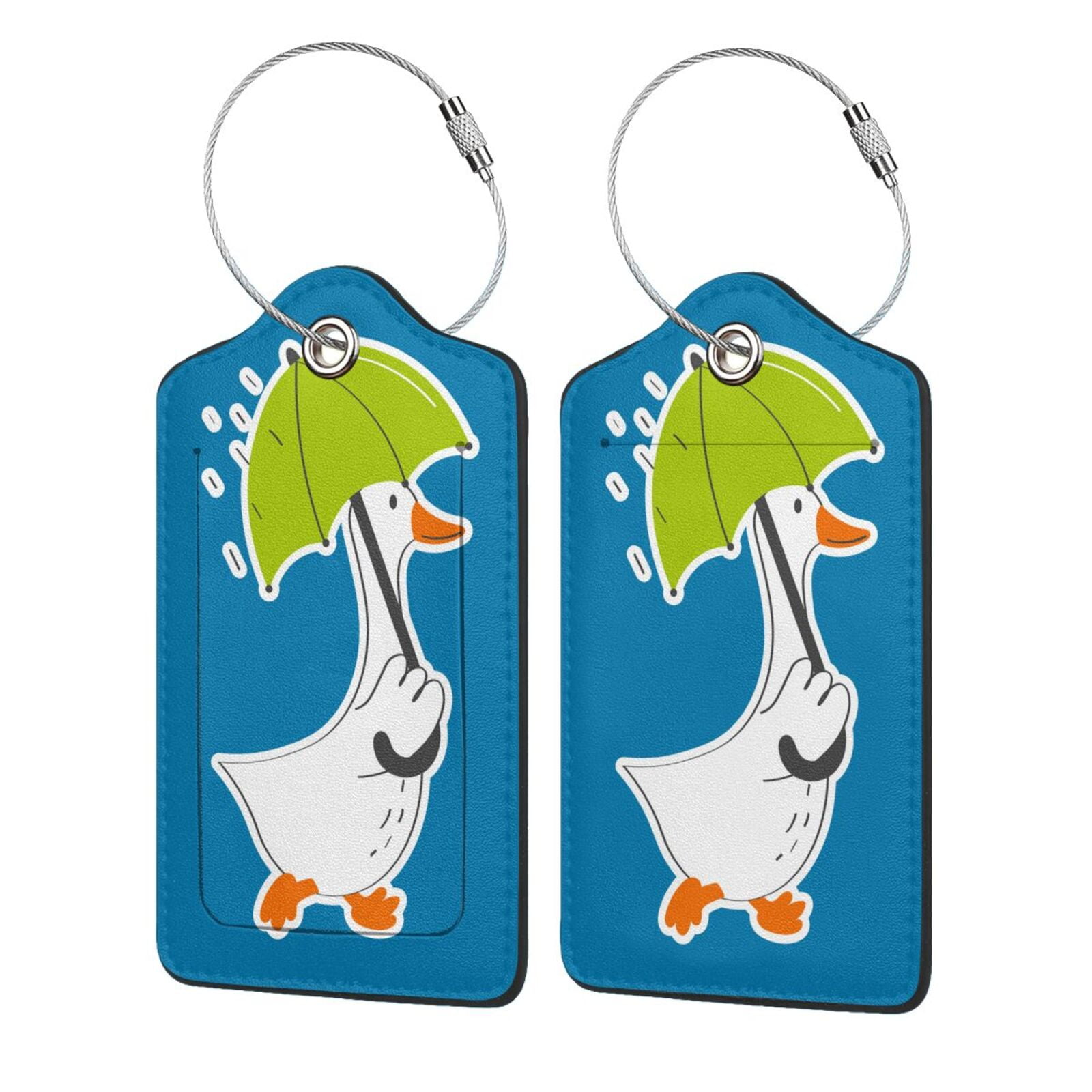 Disketp 1 Luggage Tag For Suitcase,Goose Holding An Umbrella Leather ...