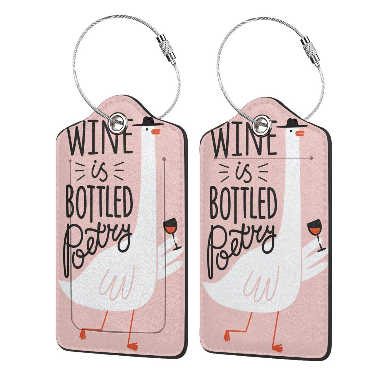 Disketp 1 Luggage Tag For Suitcase,Goose Holding Wineglass With Red ...
