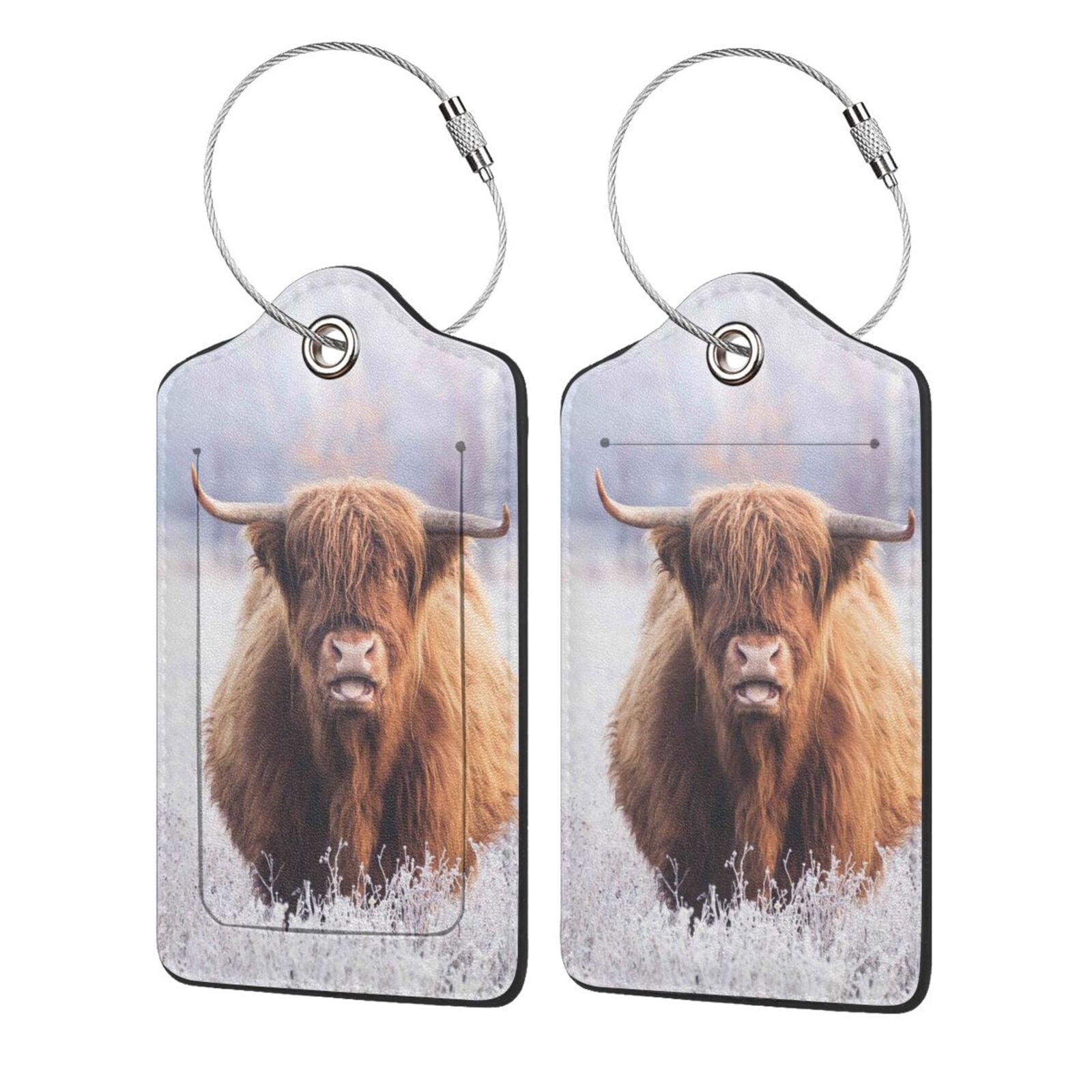 Disketp 1 Luggage Tag For Suitcase,Highland Cow Leather Baggage Tag ...