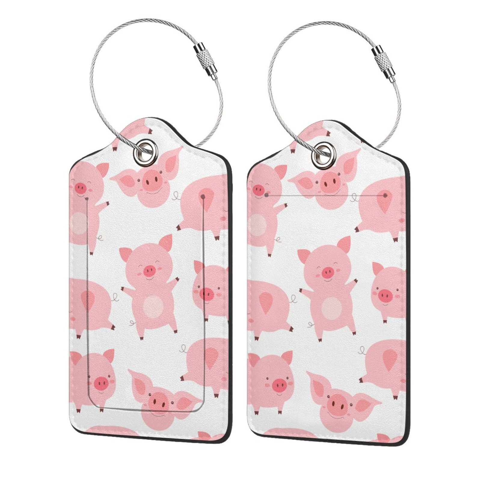 Disketp 1 Luggage Tag For Suitcase,Kawaii Pigs Leather Baggage Tag With ...