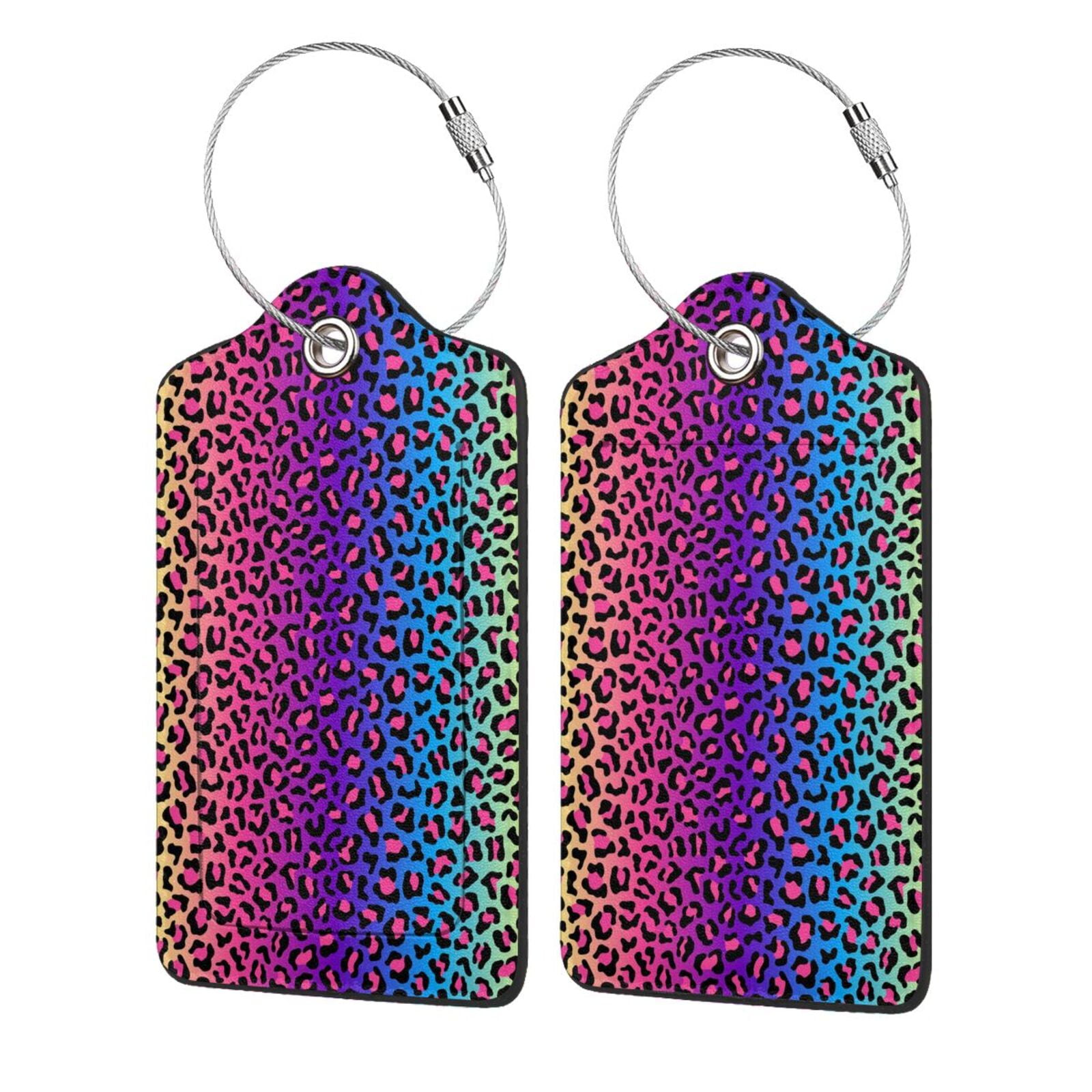 Disketp 1 Luggage Tag For Suitcase,Leopard Neon Rainbow Gradient ...