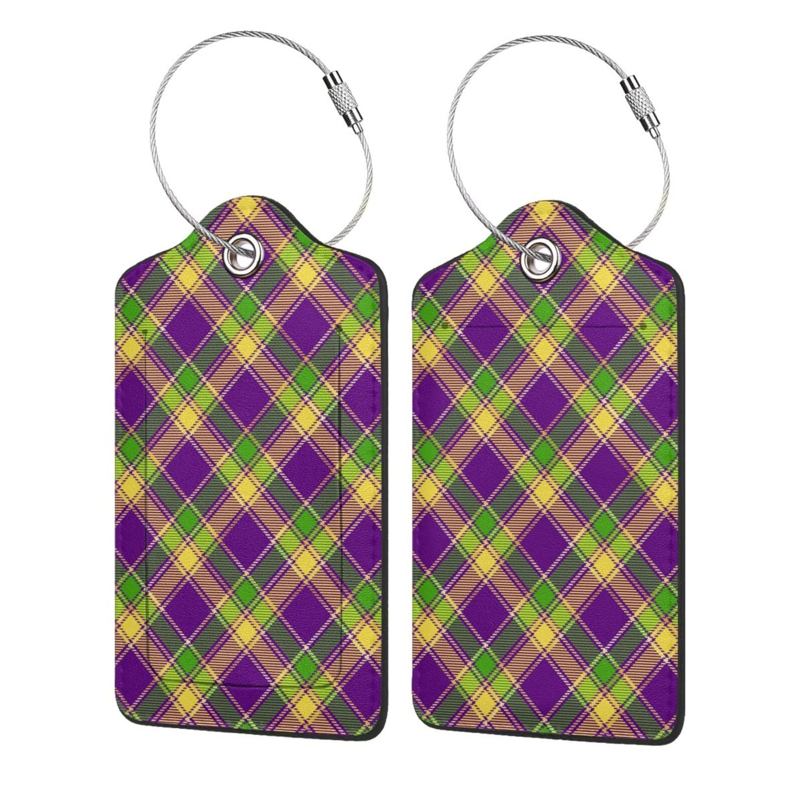 Disketp 1 Luggage Tag For Suitcase,Mardi Gras Plaid Leather Baggage Tag ...