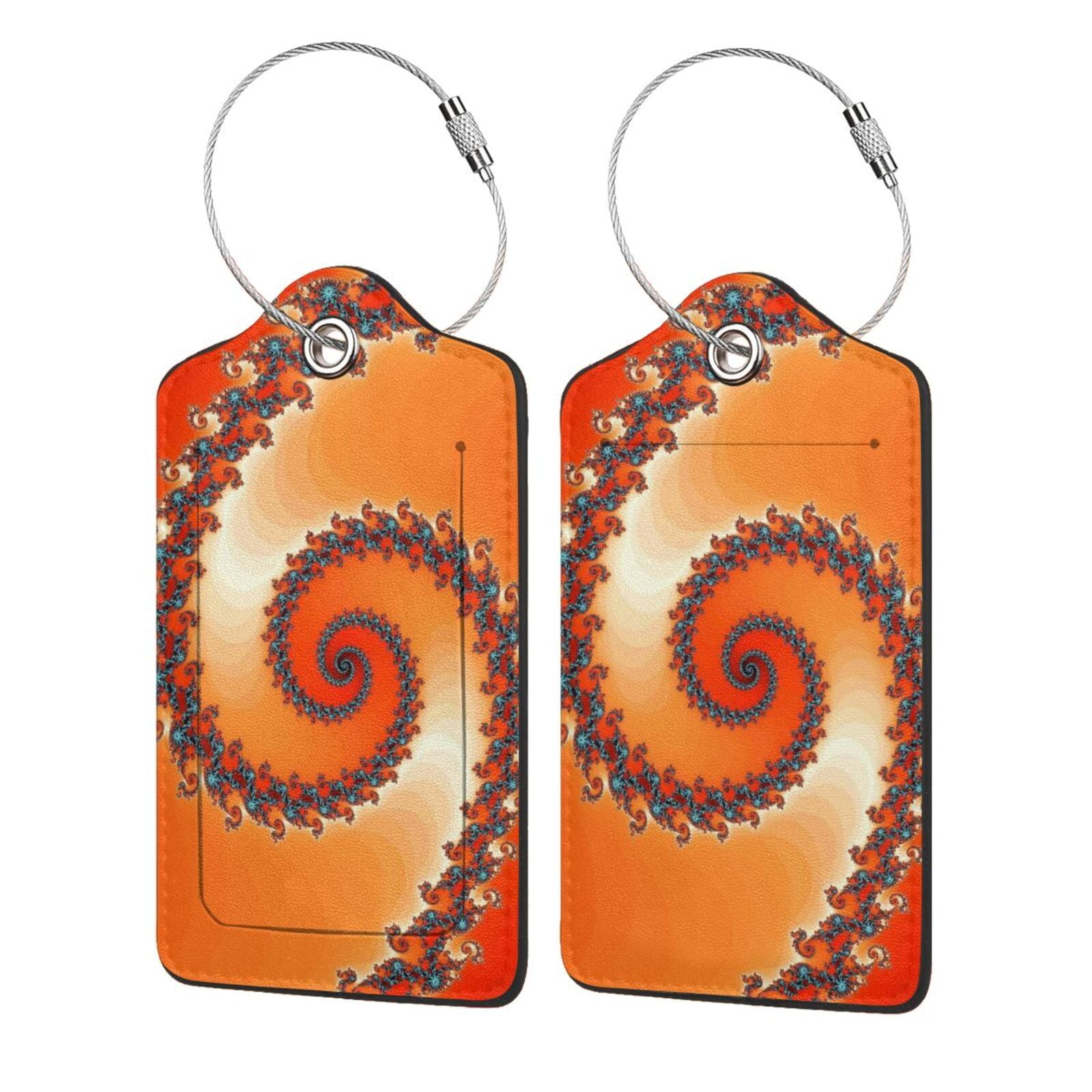 Disketp 1 Luggage Tag For Suitcase,Orange Rotating Leather Baggage Tag ...