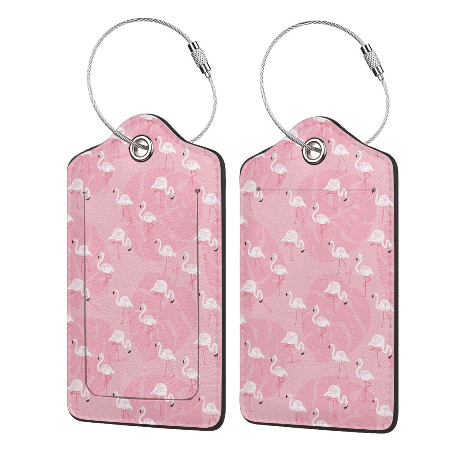 Disketp 1 Luggage Tag For Suitcase,Pink Flamingos And Flowers Leather ...