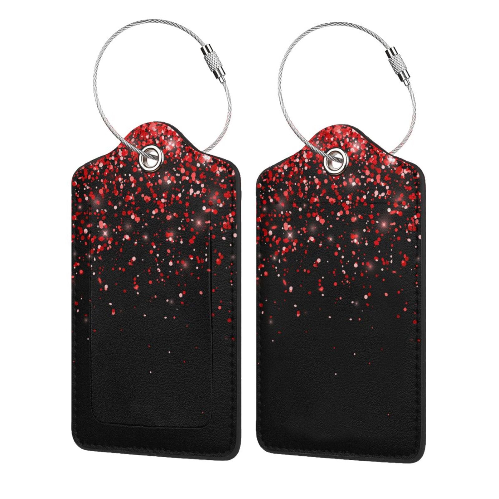 Disketp 1 Luggage Tag For Suitcase,Red Glitter1 Leather Baggage Tag ...
