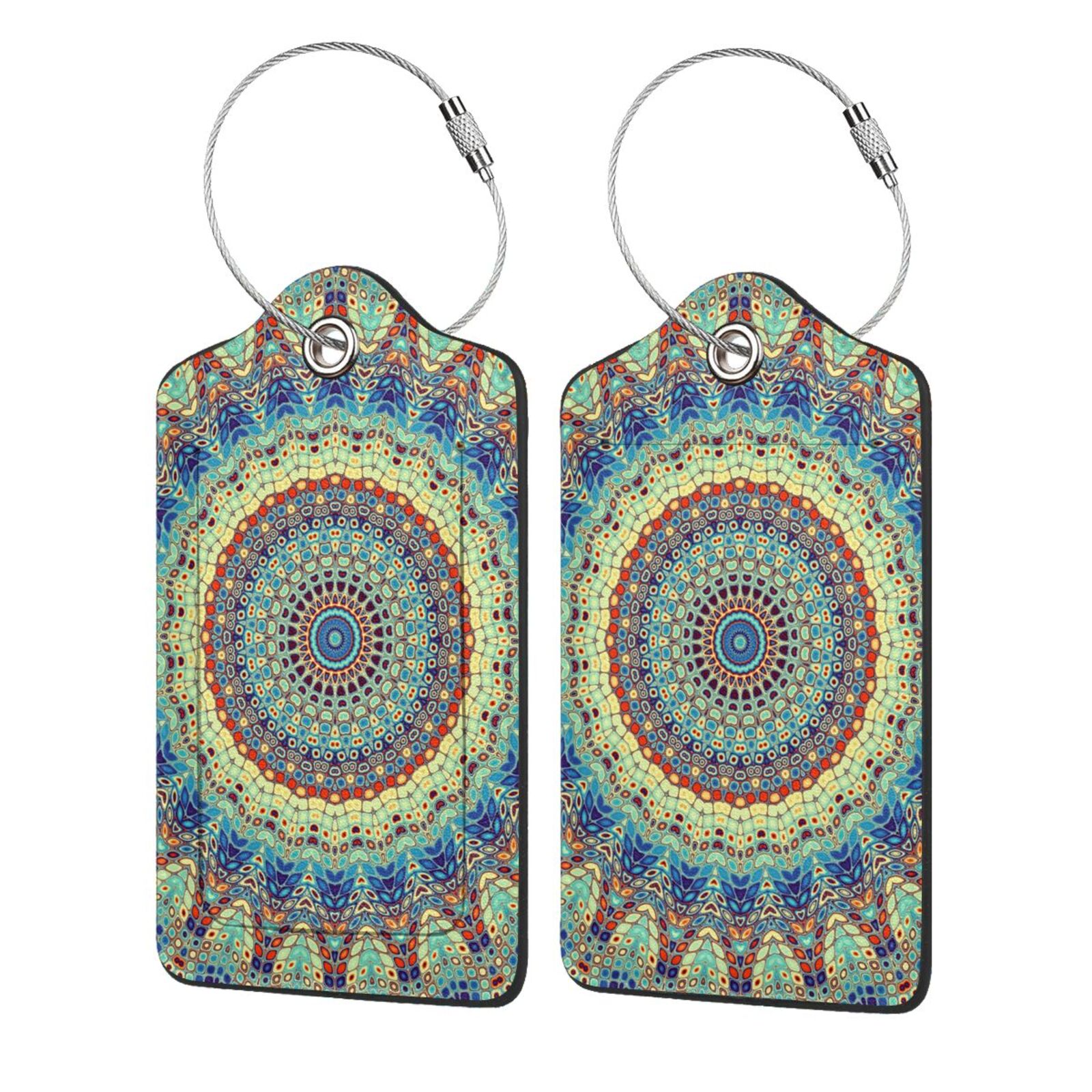 Disketp 1 Luggage Tag For Suitcase,Round Mandala1 Leather Baggage Tag ...