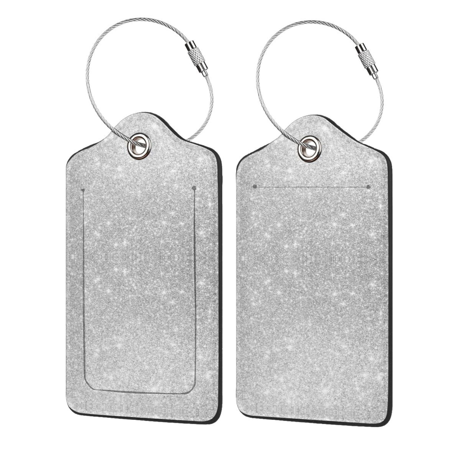 Disketp 1 Luggage Tag For Suitcase,Silver Glitter Leather Baggage Tag ...