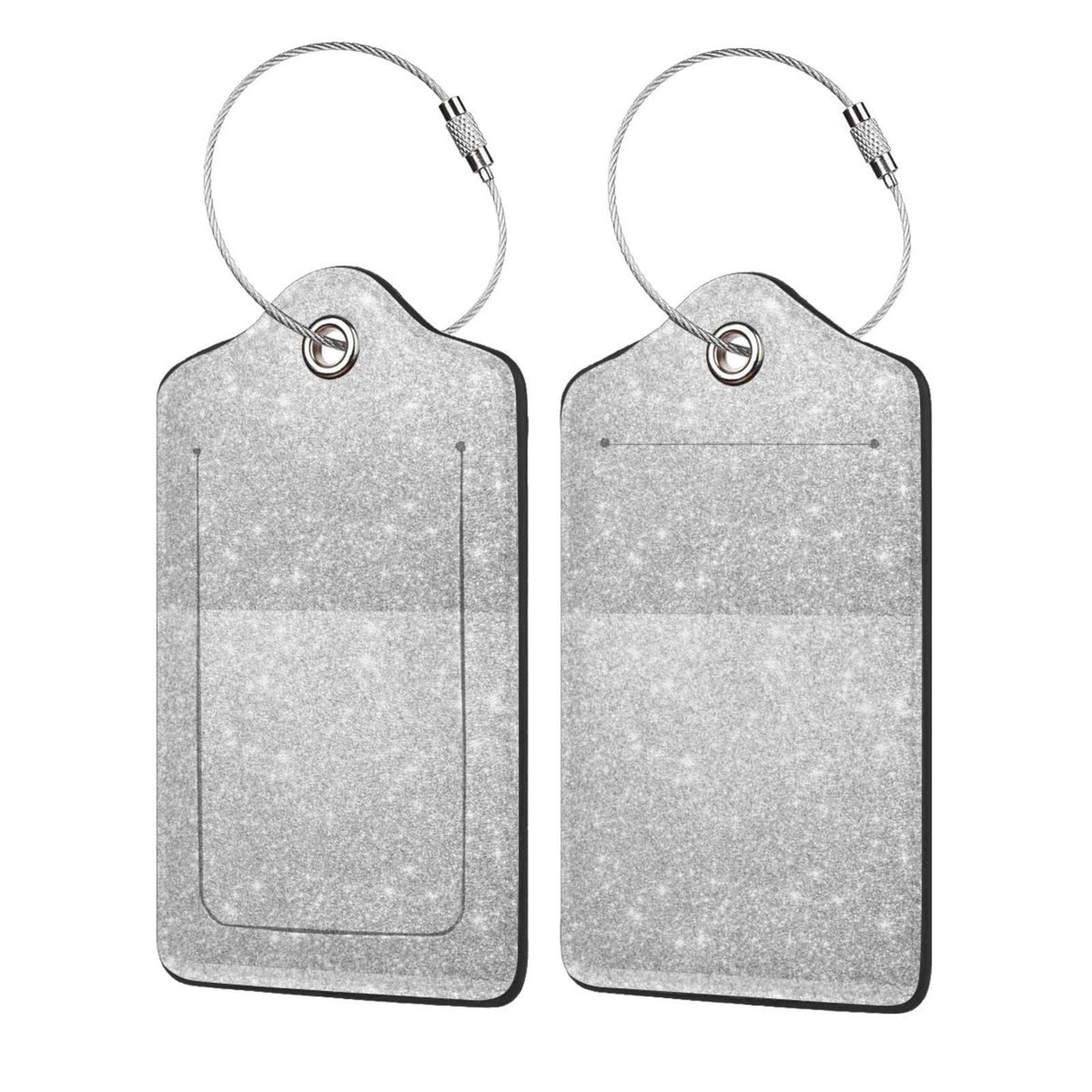 Disketp 1 Luggage Tag For Suitcase,Silver Glitter Leather Baggage Tag ...