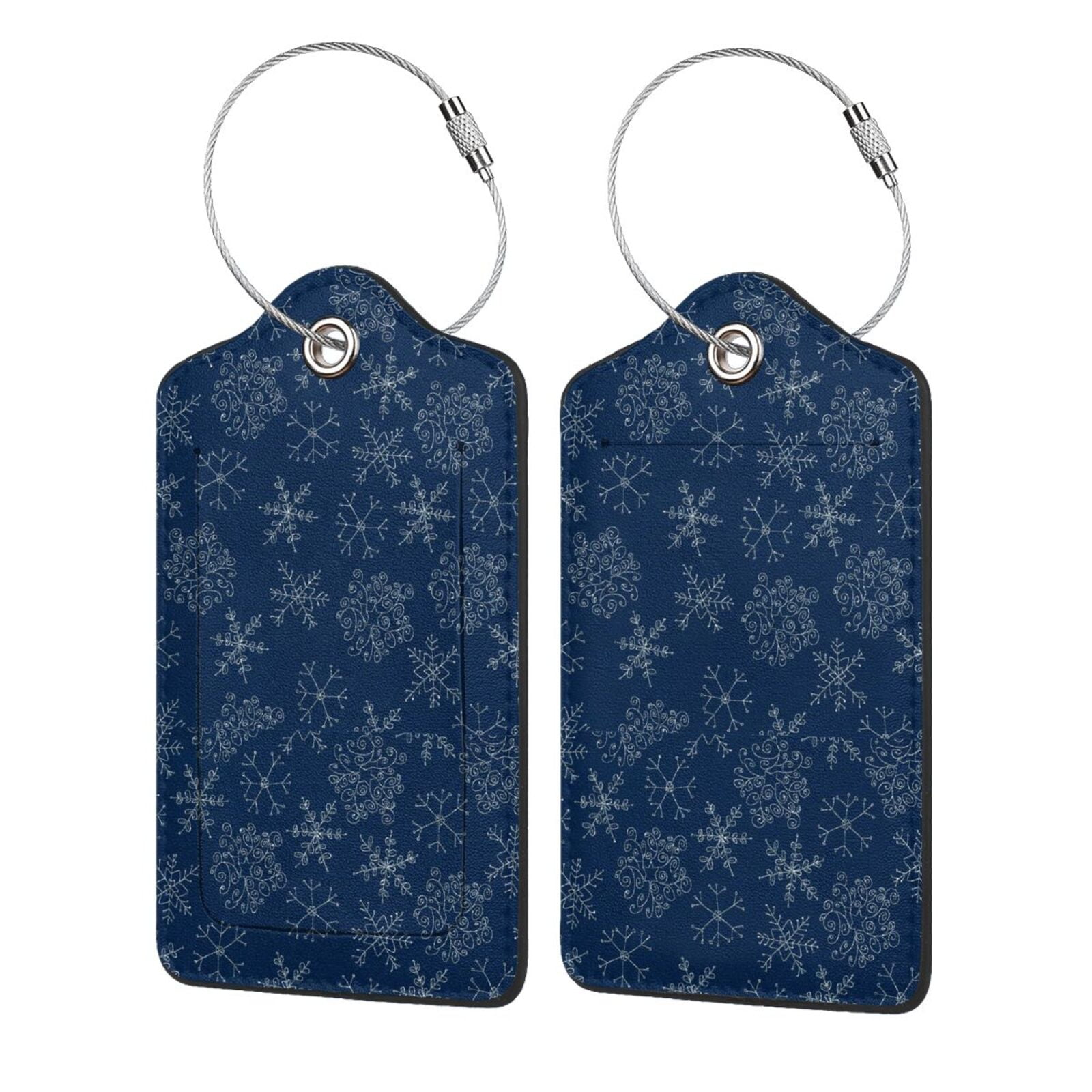 Disketp 1 Luggage Tag For Suitcase,Snowflake Dark Blue Leather Baggage ...