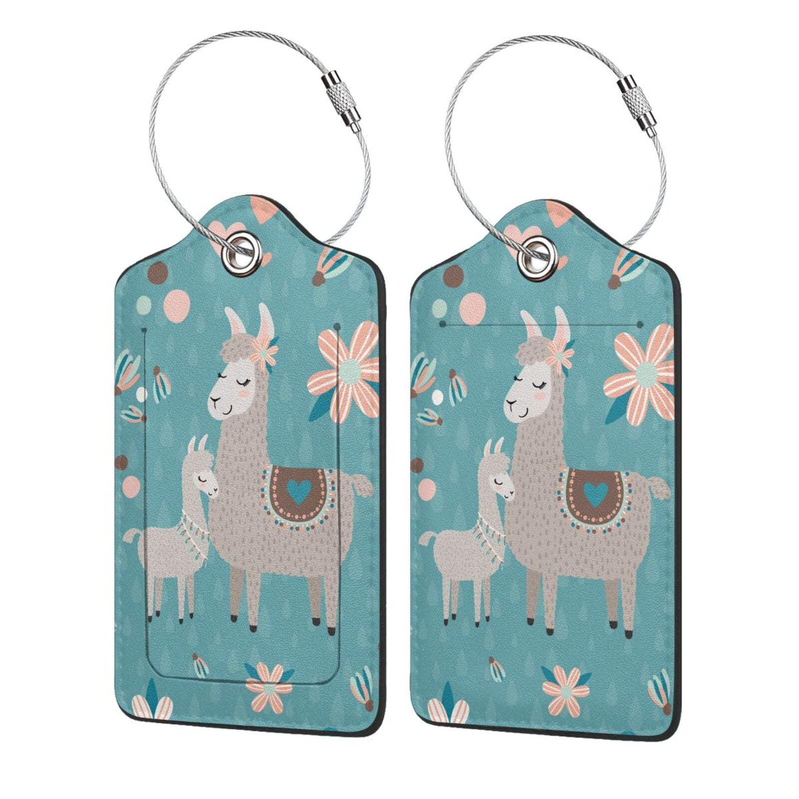 Disketp 1 Luggage Tag For Suitcase,Teal Mama Llama Leather Baggage Tag ...