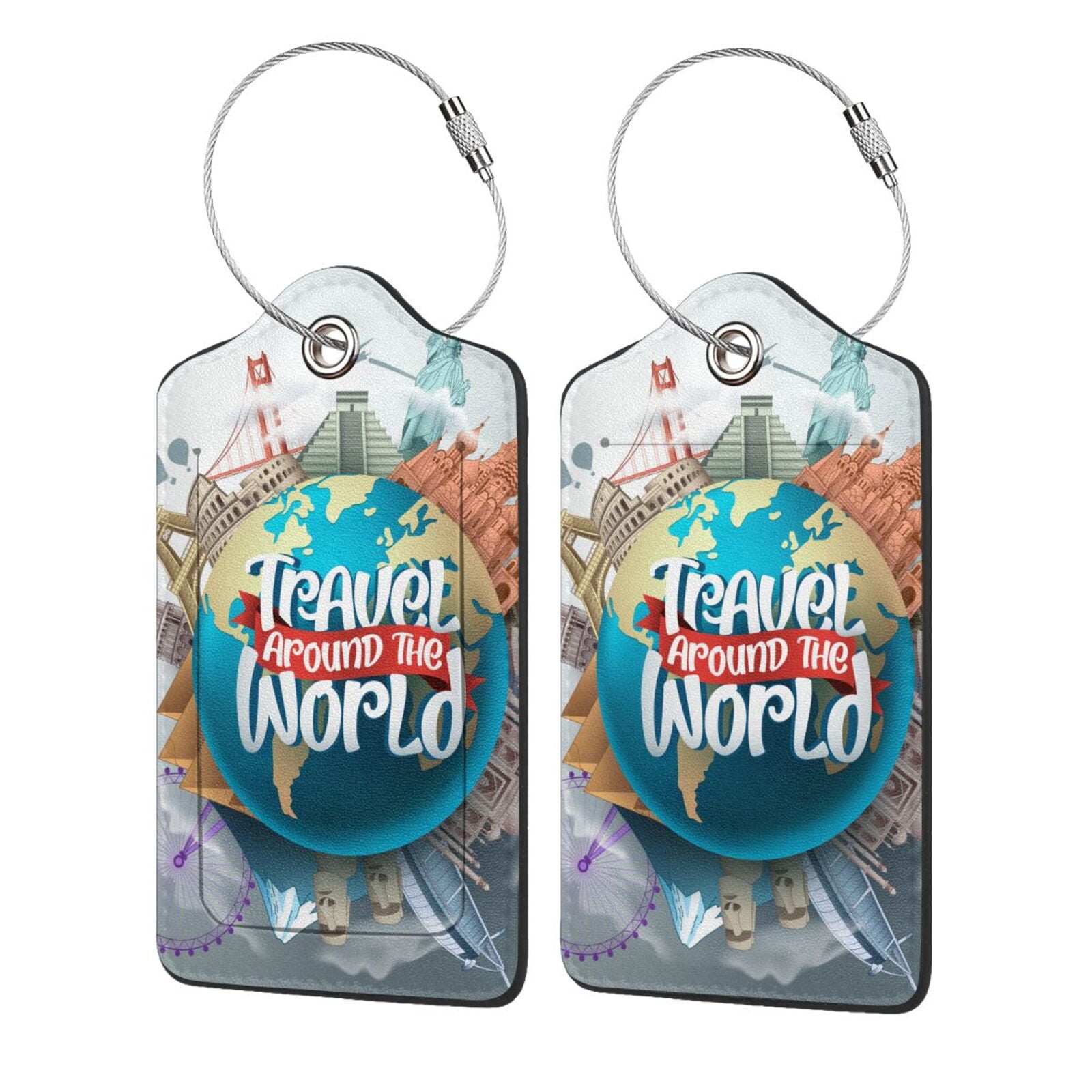 Disketp 1 Luggage Tag For Suitcase,Travel Around The World Leather ...