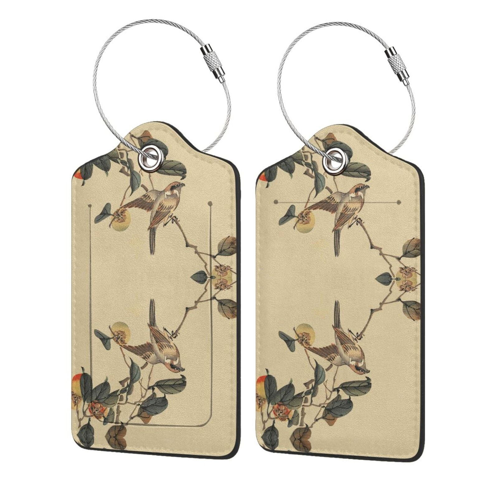 Disketp 1 Luggage Tag For Suitcase,Vintage Bird Leather Baggage Tag ...