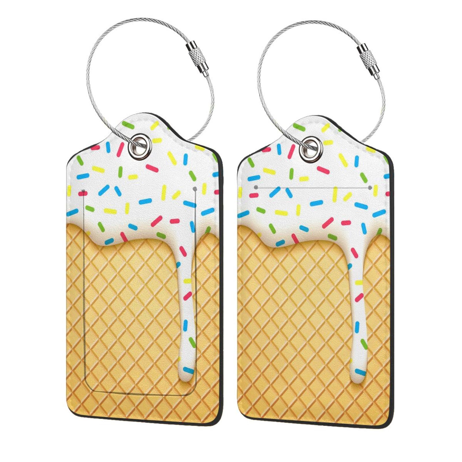 Disketp 1 Luggage Tag For Suitcase,White Ice Cream Leather Baggage Tag ...