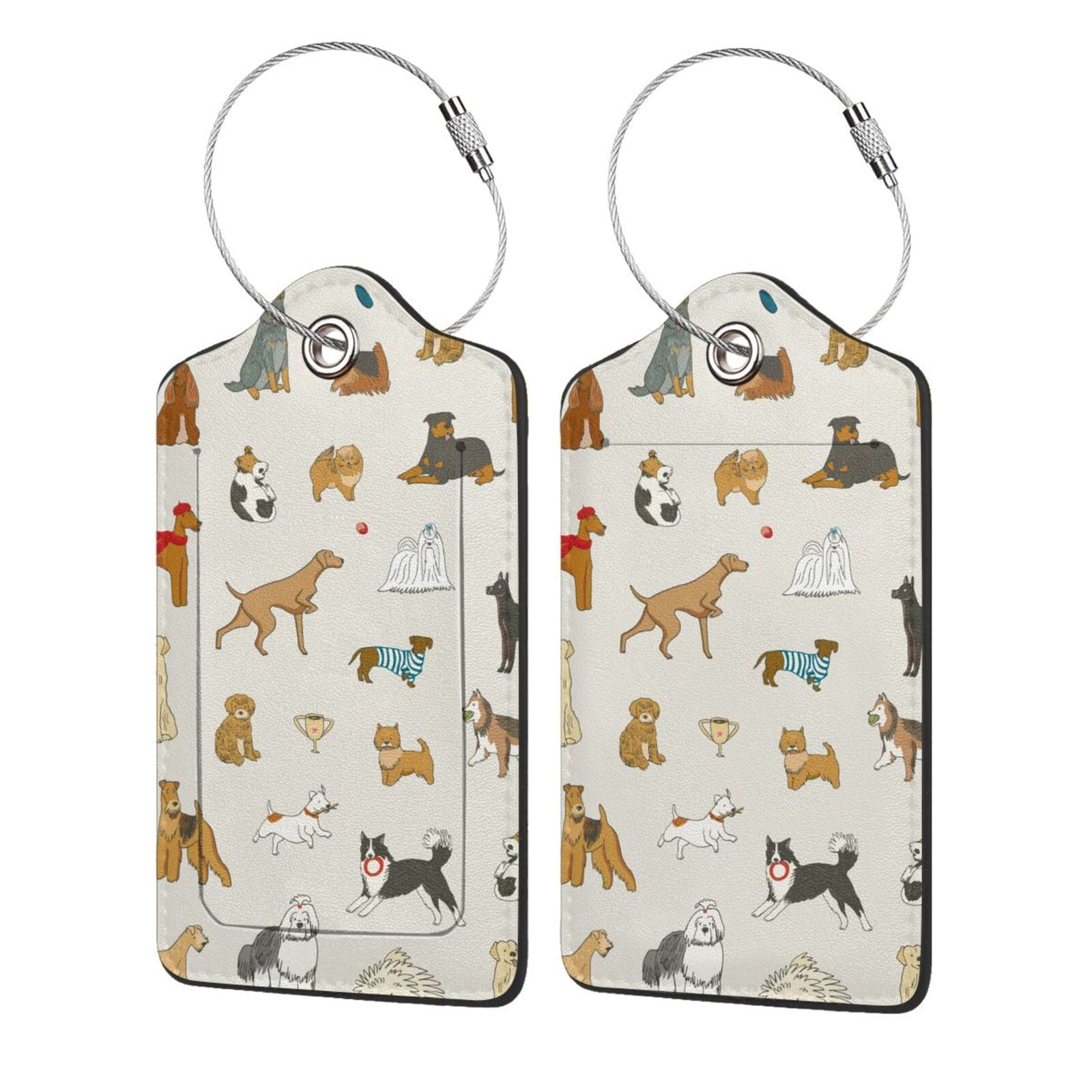 Disketp 1 Luggage Tag for Suitcase,Dogs Funny Pets Leather Baggage Tag ...