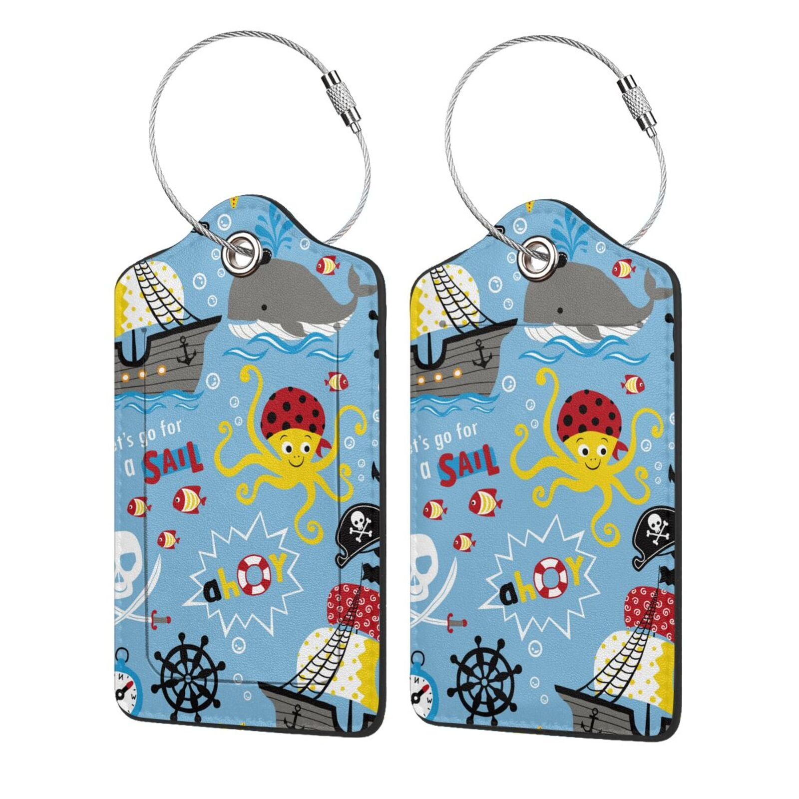 Disketp 1 Luggage Tag for Suitcase,Pirate Marine Animals Leather ...