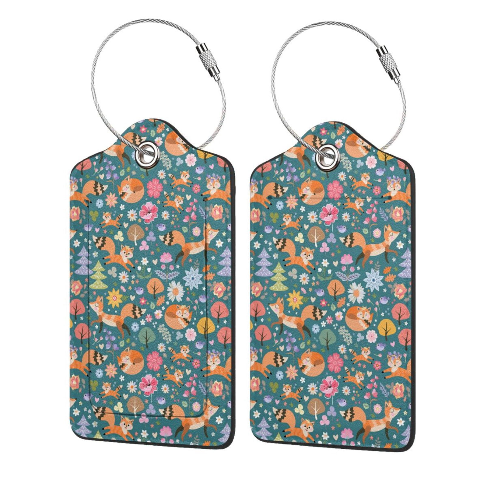 Disketp 2 PCS Luggage Tag for Suitcase,Foxes and Birds in Forest ...