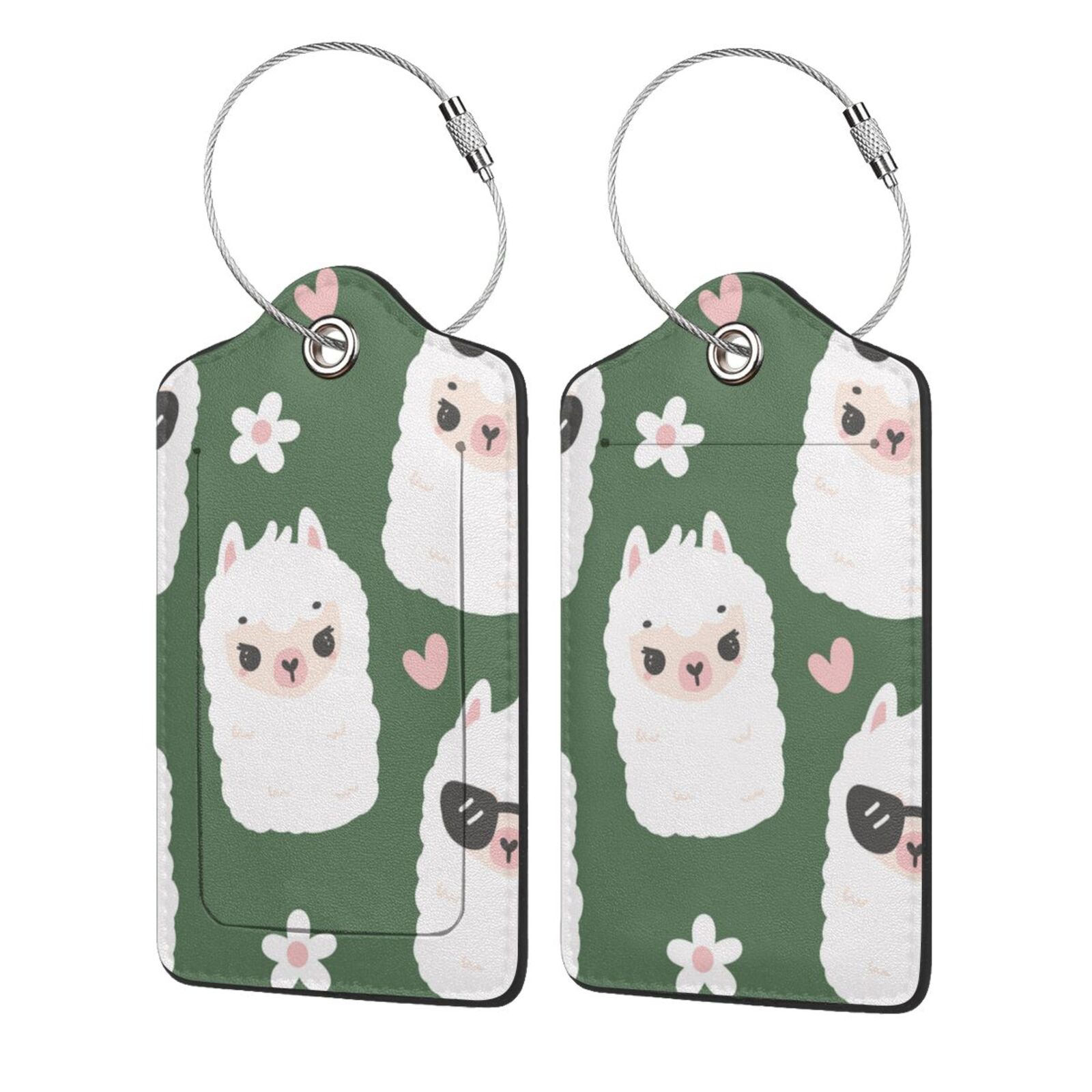 Disketp 2 Pcs Luggage Tag For Suitcase,Alpaca Faces Leather Baggage Tag ...