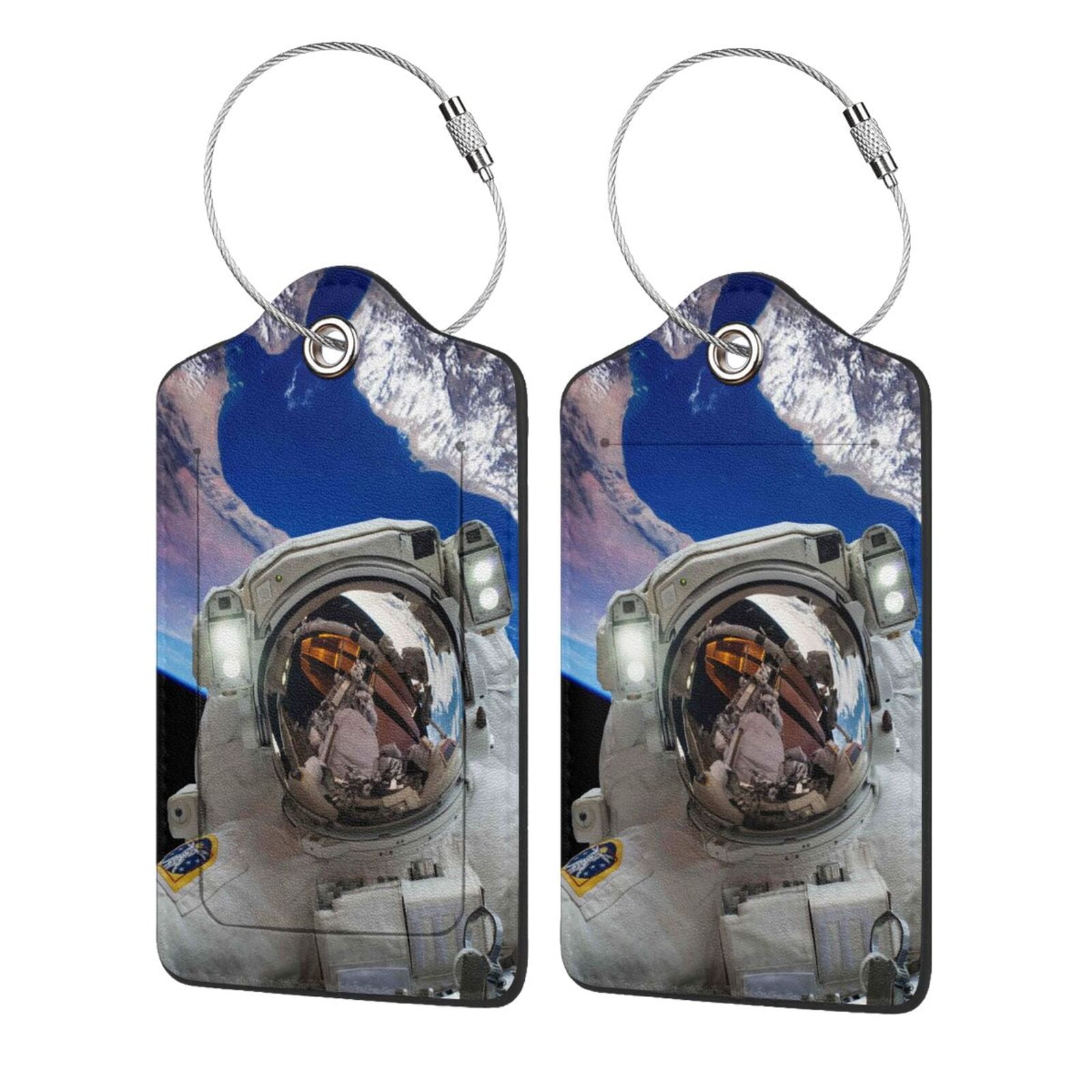 Disketp 2 Pcs Luggage Tag For Suitcase,Astronaut In Outer Space Leather ...