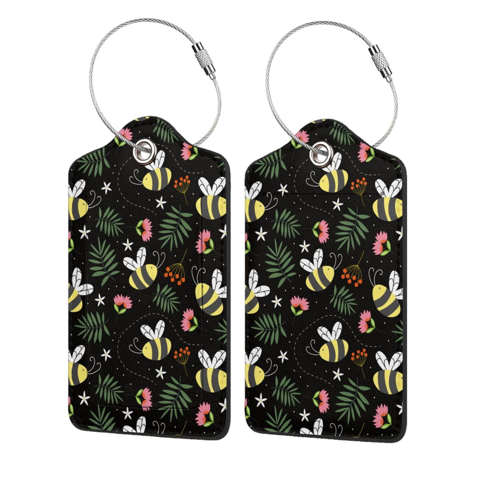 Disketp 2 Pcs Luggage Tag For Suitcase,Bees Leather Baggage Tag With ...