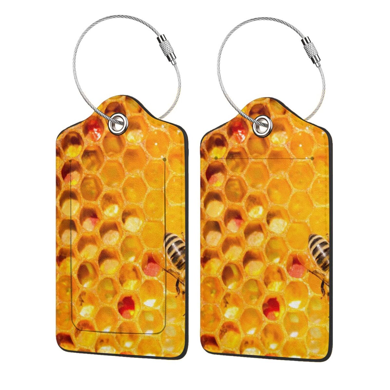 Disketp 2 Pcs Luggage Tag For Suitcase,Bees On Hive Honeycomb Leather ...