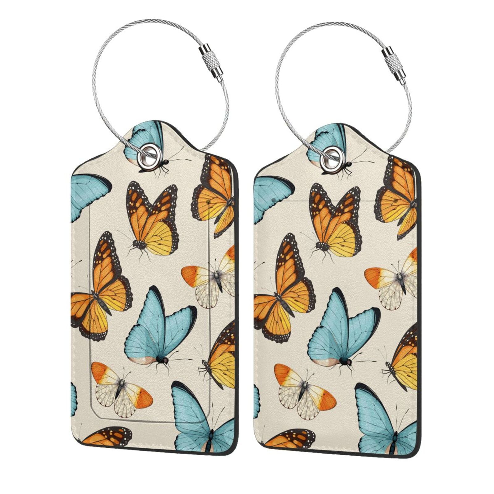 Disketp 2 Pcs Luggage Tag For Suitcase,Butterflies Leather Baggage Tag ...