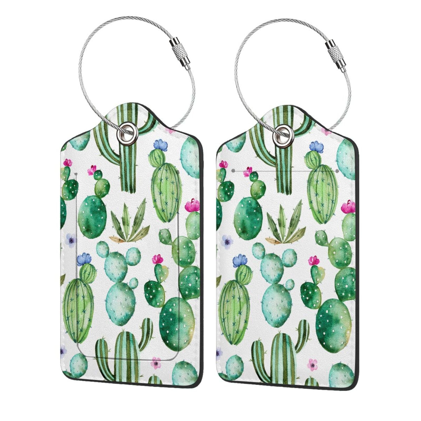 Disketp 2 Pcs Luggage Tag For Suitcase,Cactus Plants1 Leather Baggage ...