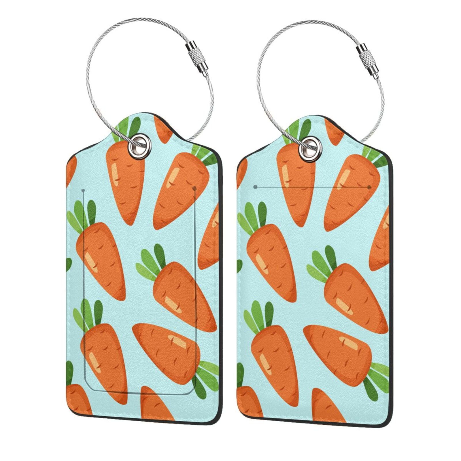 Disketp 2 Pcs Luggage Tag For Suitcase,Cartoon Carrot Leather Baggage ...