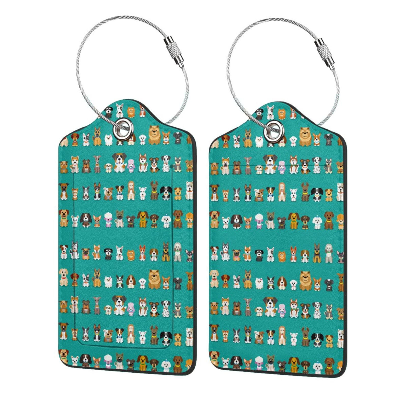 Disketp 2 Pcs Luggage Tag For Suitcase,Cartoon Dogs Leather Baggage Tag ...