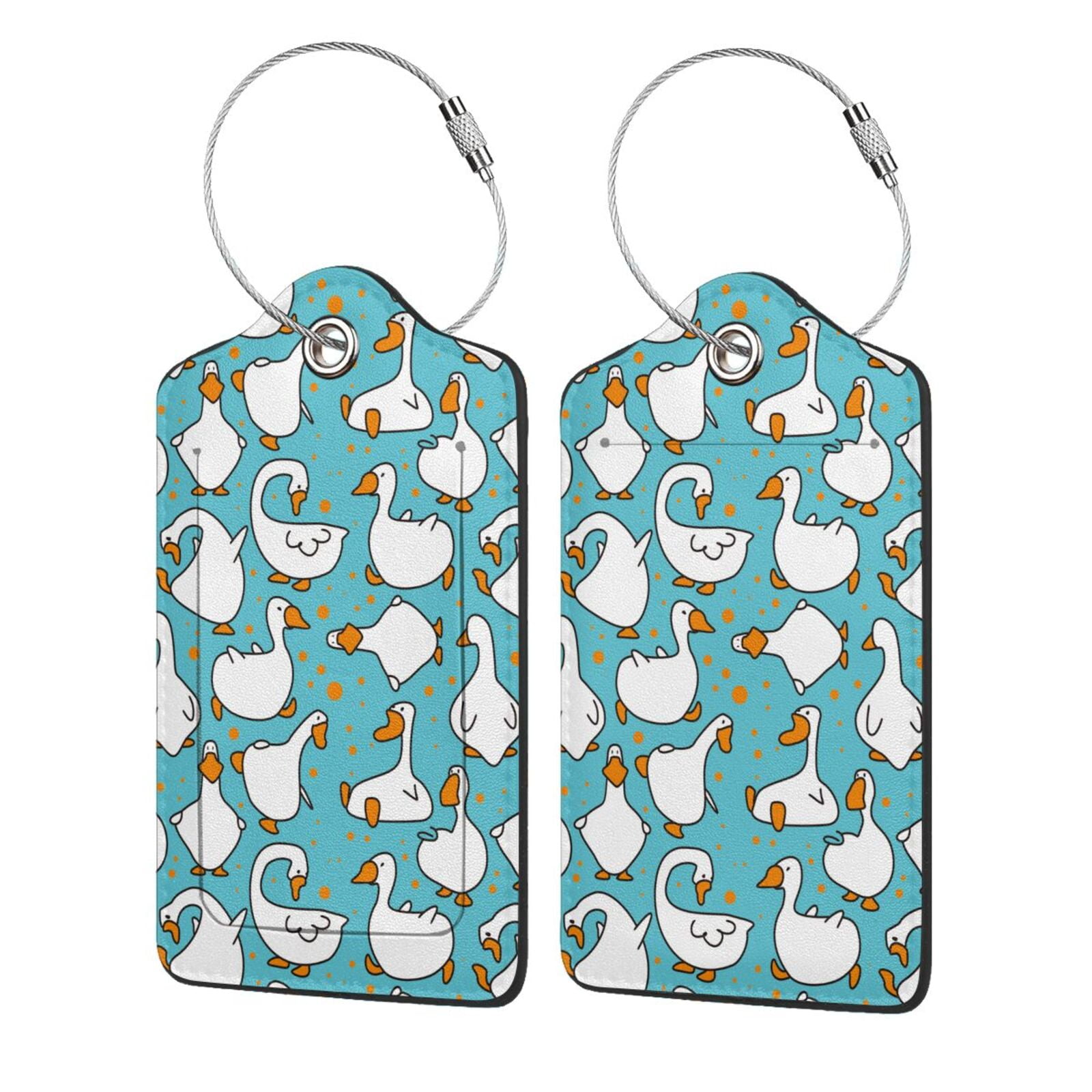 Disketp 2 Pcs Luggage Tag For Suitcase,Cartoon Funny Goose Leather ...