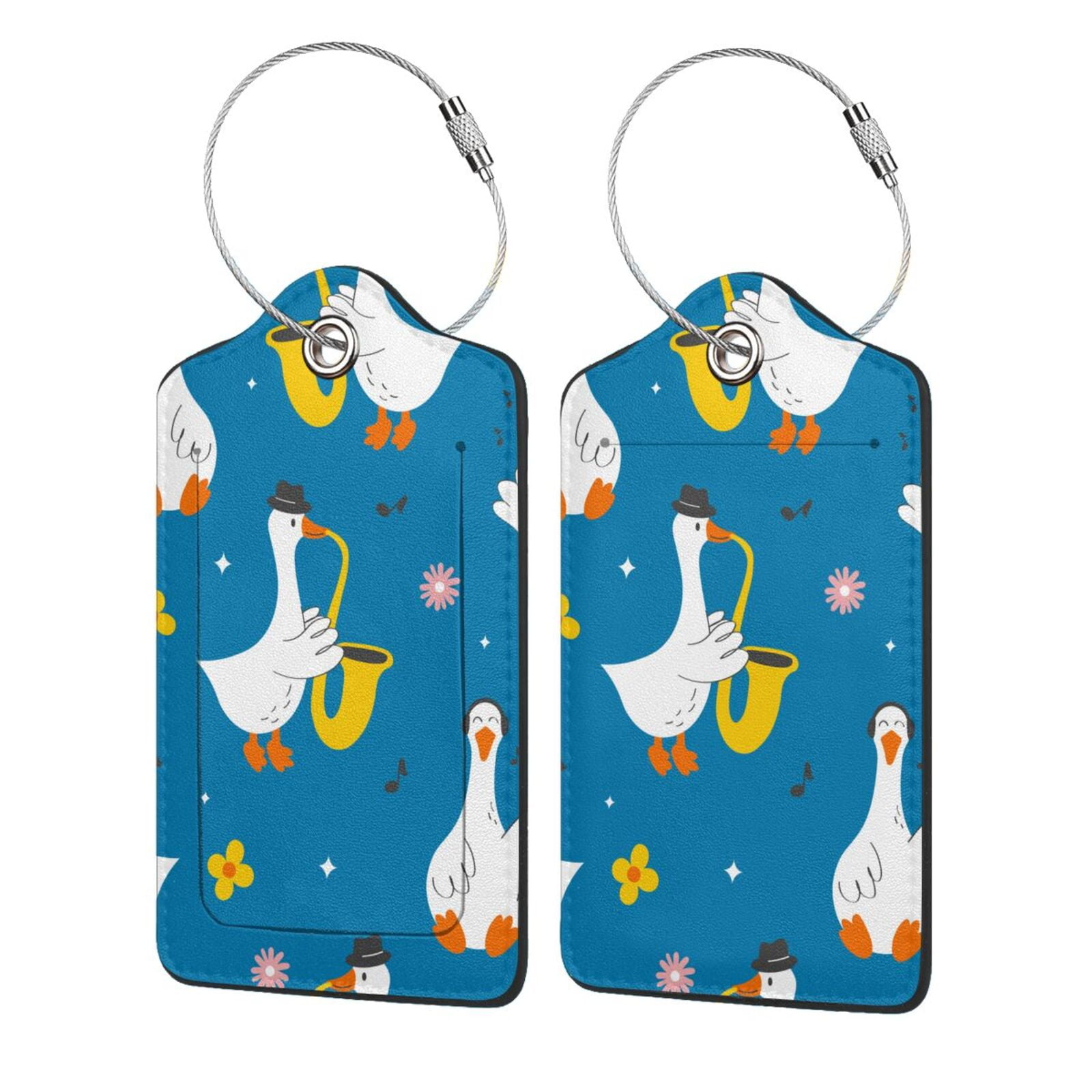 Disketp 2 Pcs Luggage Tag For Suitcase,Cartoon Goose Leather Baggage ...