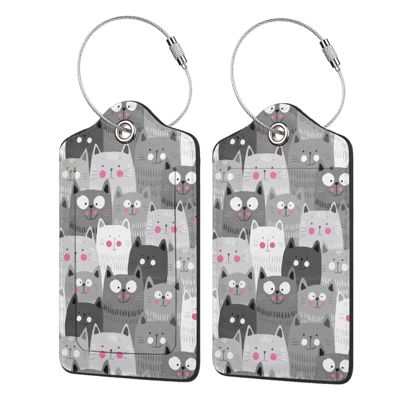 Disketp 2 Pcs Luggage Tag For Suitcase,Cats Group Leather Baggage Tag ...
