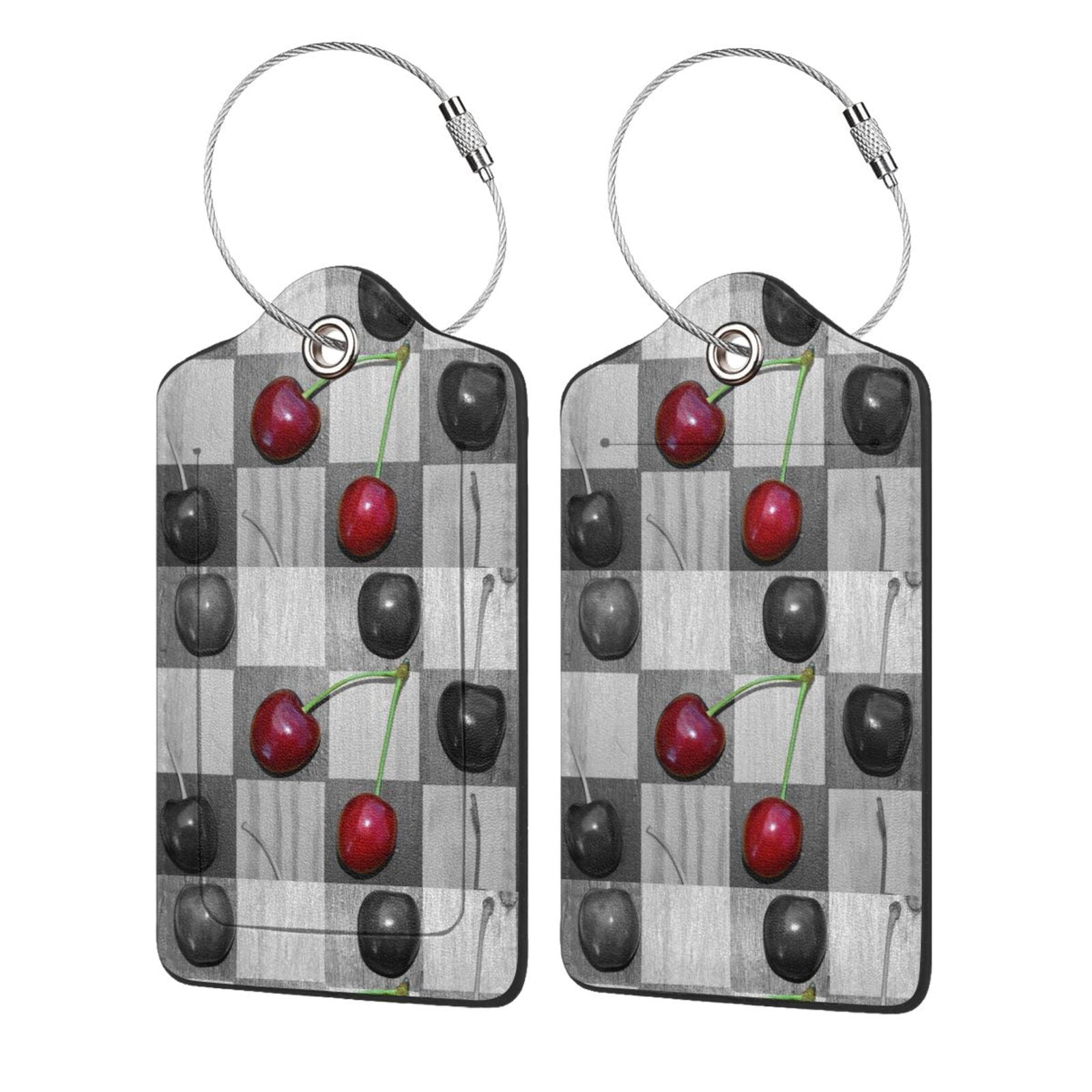 Disketp 2 Pcs Luggage Tag For Suitcase,Cherries Laid Leather Baggage ...