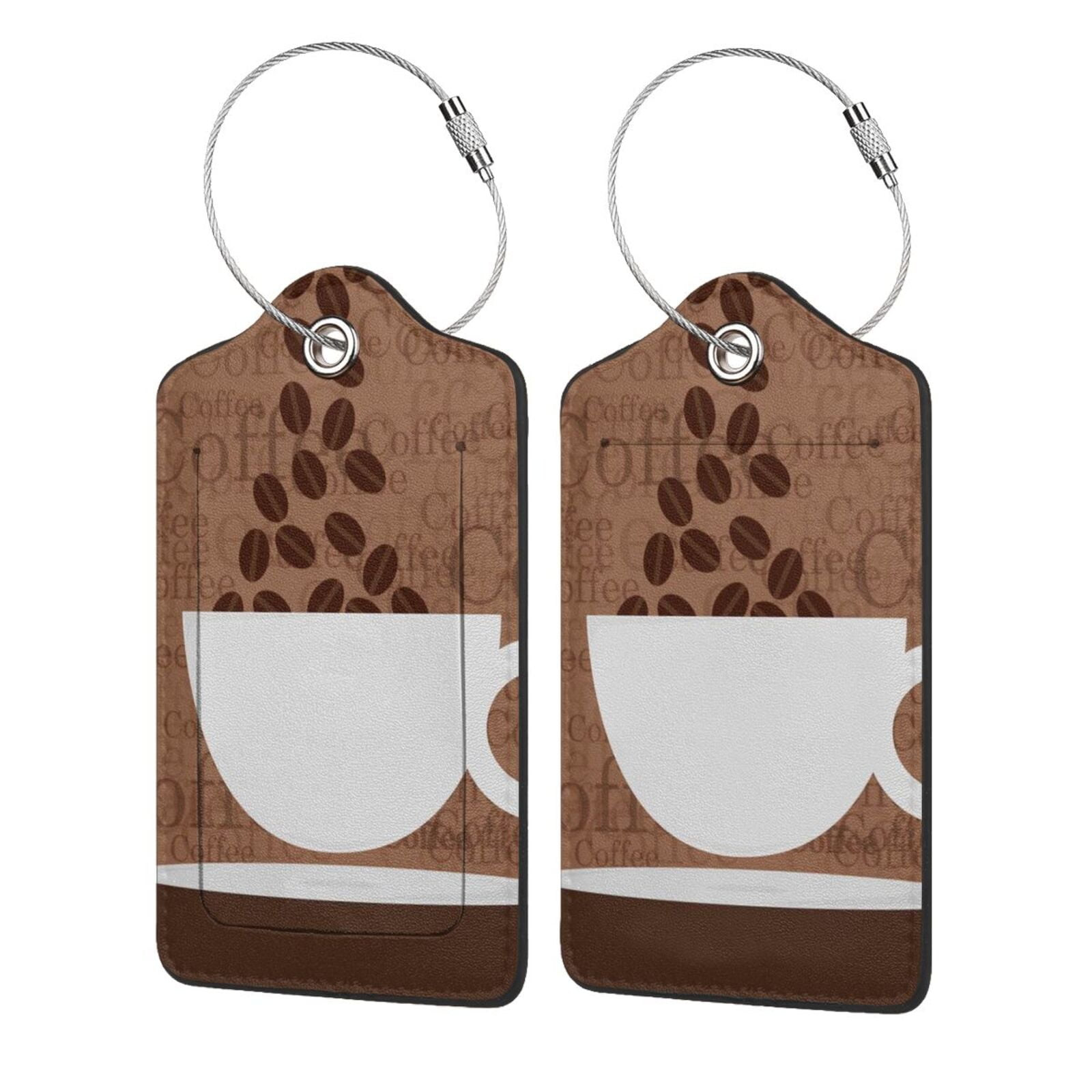 Disketp 2 Pcs Luggage Tag For Suitcase,Coffee Cafe Cup Leather Baggage ...
