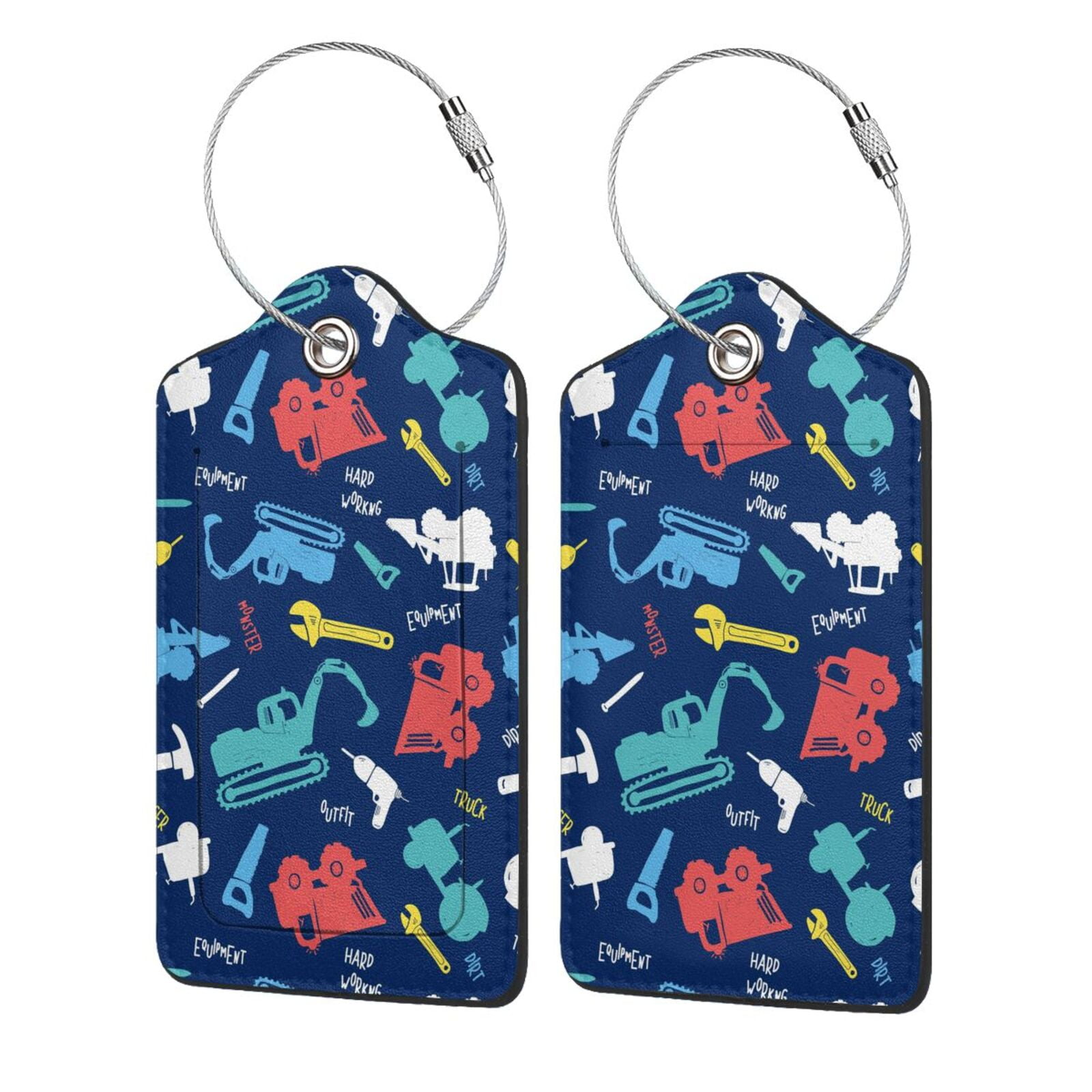 Disketp 2 Pcs Luggage Tag For Suitcase,Colorful Excavator Leather ...