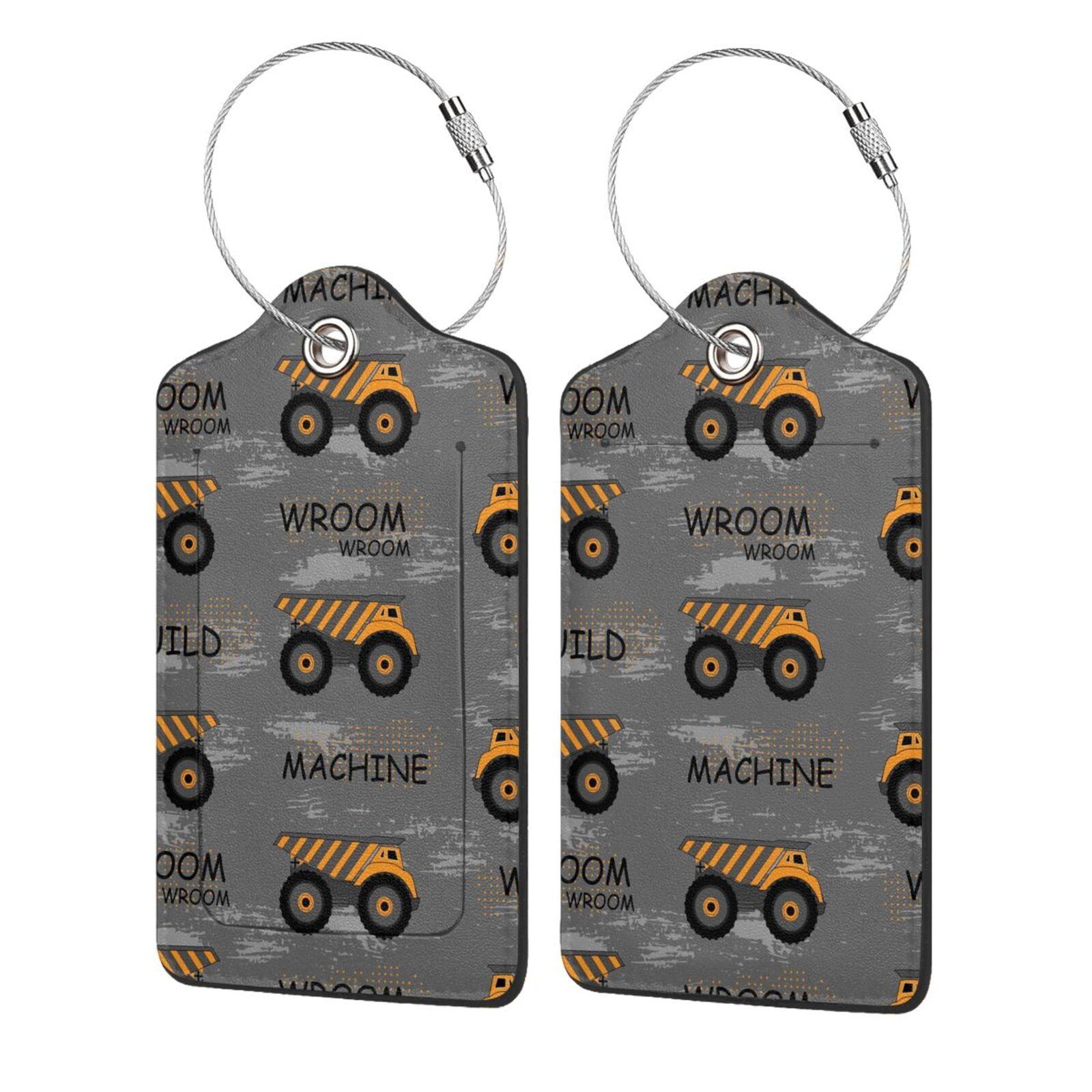 Disketp 2 Pcs Luggage Tag For Suitcase,Construction Machines Leather ...