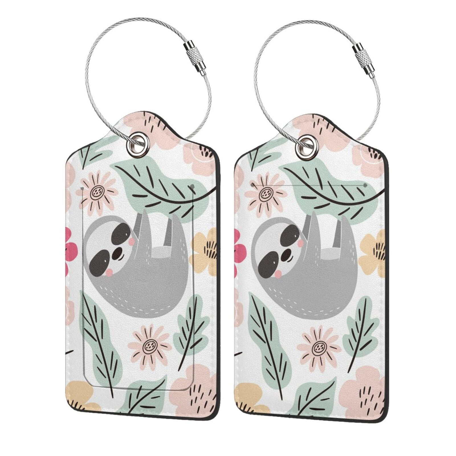Disketp 2 Pcs Luggage Tag For Suitcase,Cute Cartoon Sloth Leather ...