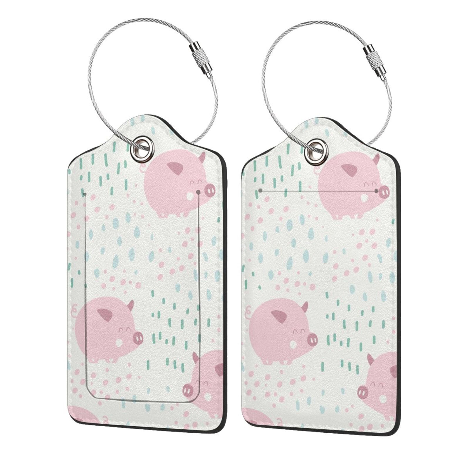 Disketp 2 Pcs Luggage Tag For Suitcase,Cute Pigs Leather Baggage Tag ...