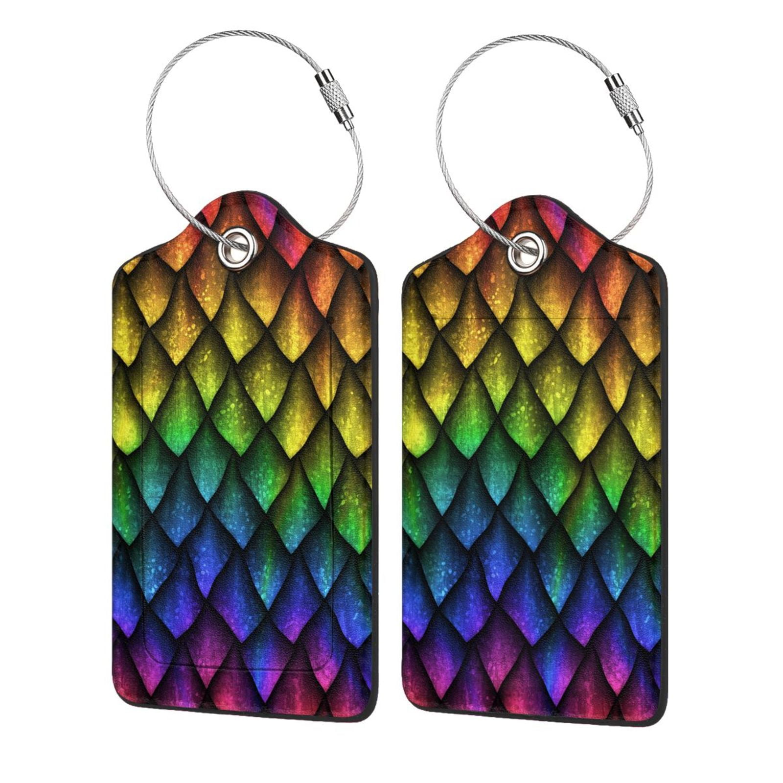 Disketp 2 Pcs Luggage Tag For Suitcase,Dragon Scales Leather Baggage ...