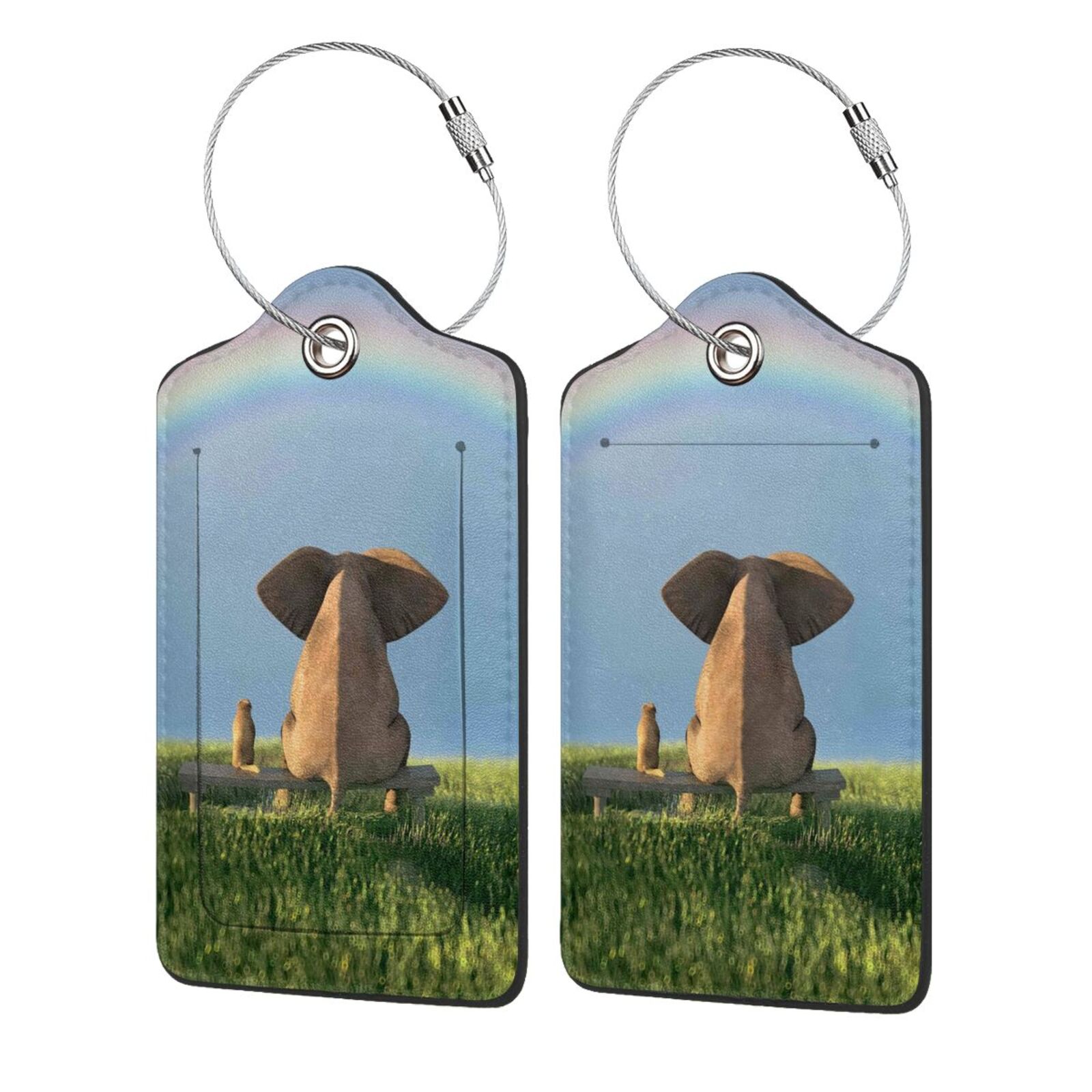 Disketp 2 Pcs Luggage Tag For Suitcase,Elephant Dog Sitting Under The ...