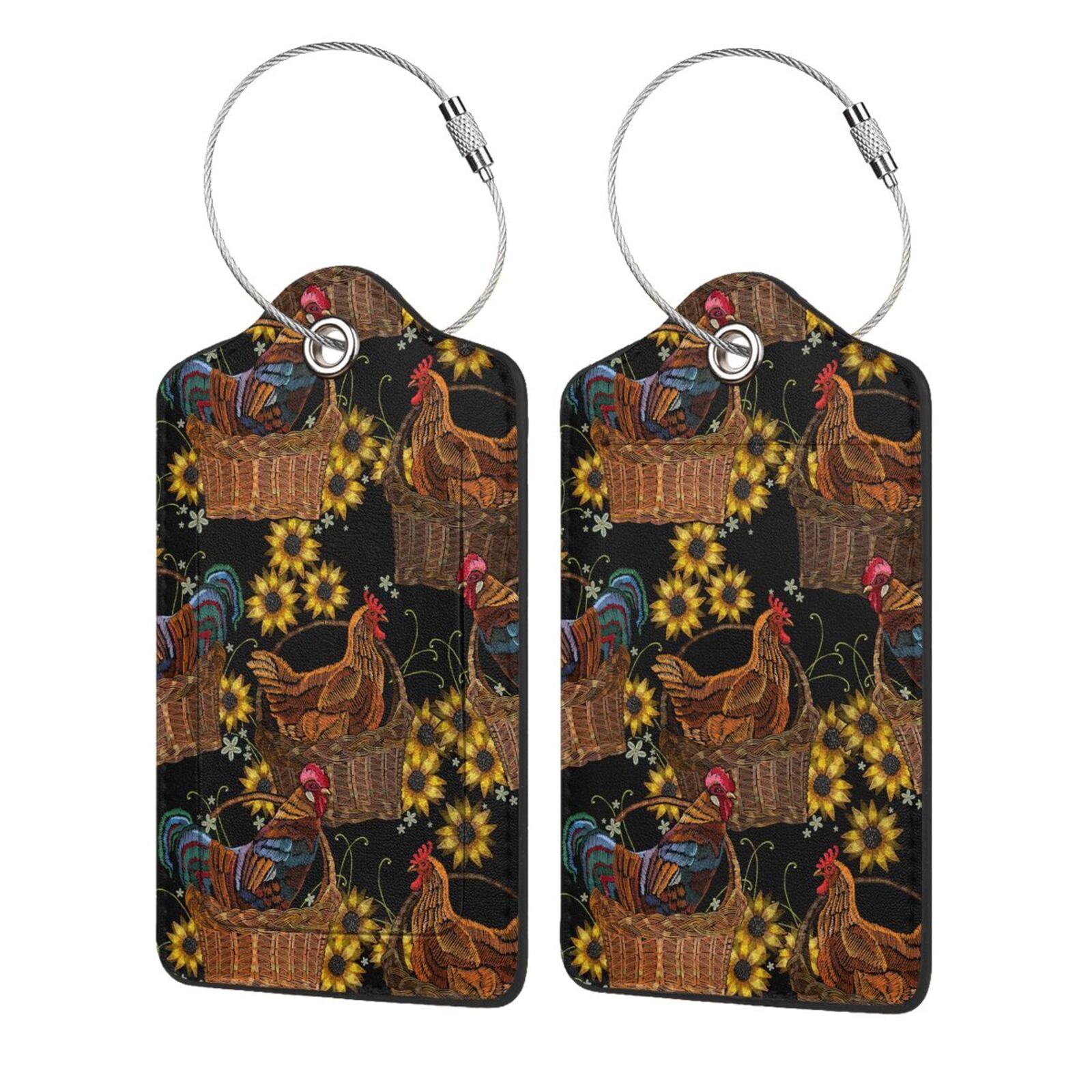 Disketp 2 Pcs Luggage Tag For Suitcase,Embroidery Chicken Rooster And ...