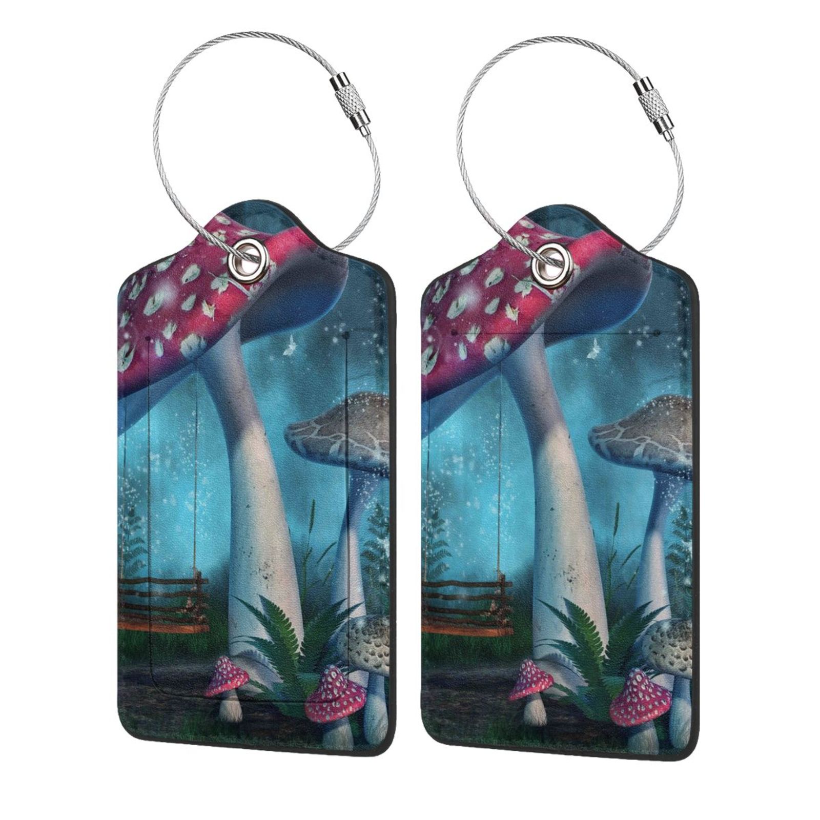 Disketp 2 Pcs Luggage Tag For Suitcase,Fantasy Mushrooms Leather ...