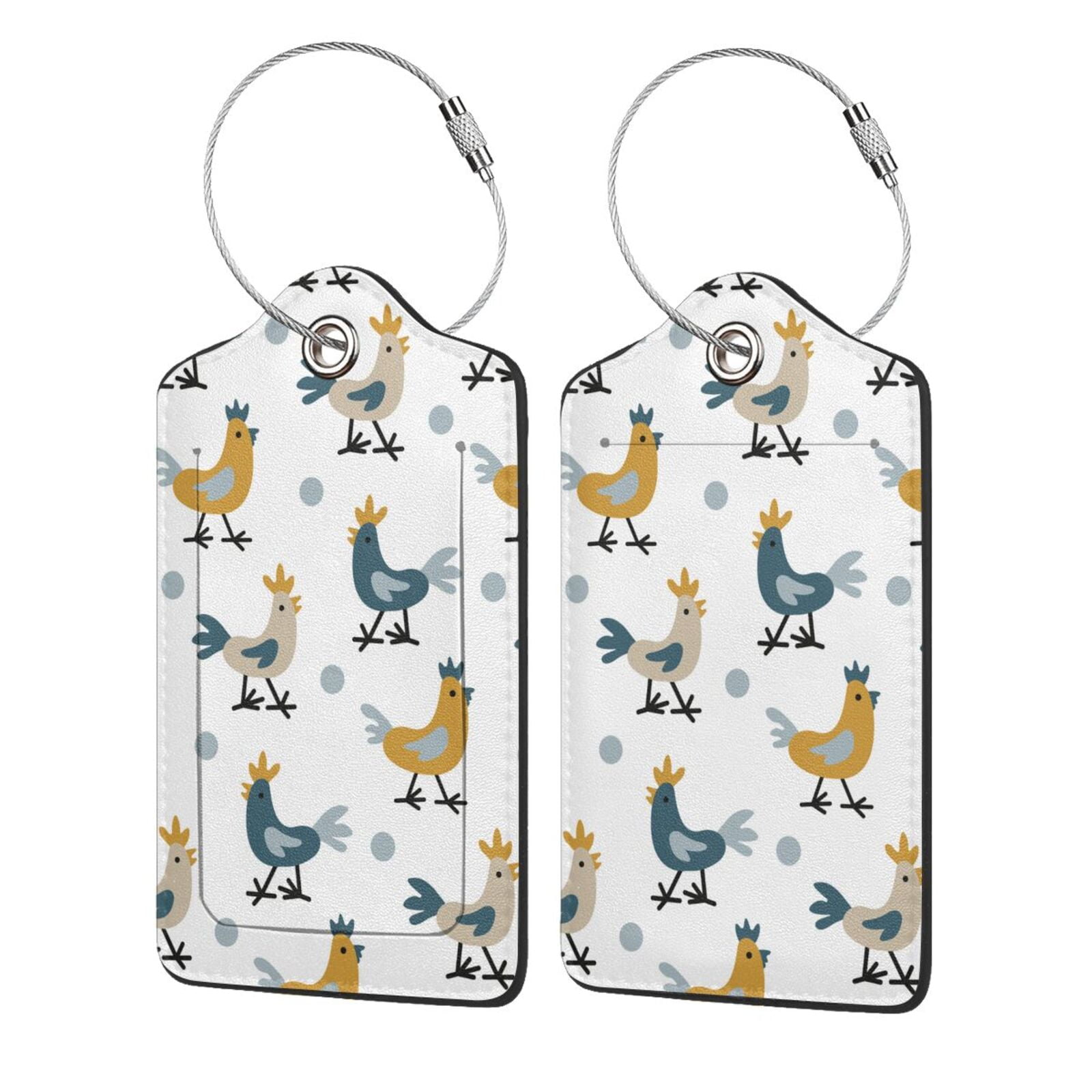 Disketp 2 Pcs Luggage Tag For Suitcase,Farm Roosters Leather Baggage ...