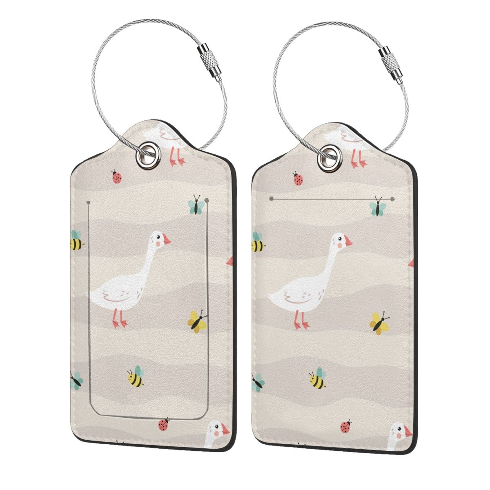 Disketp 2 Pcs Luggage Tag For Suitcase,Funny Goose1 Leather Baggage Tag ...
