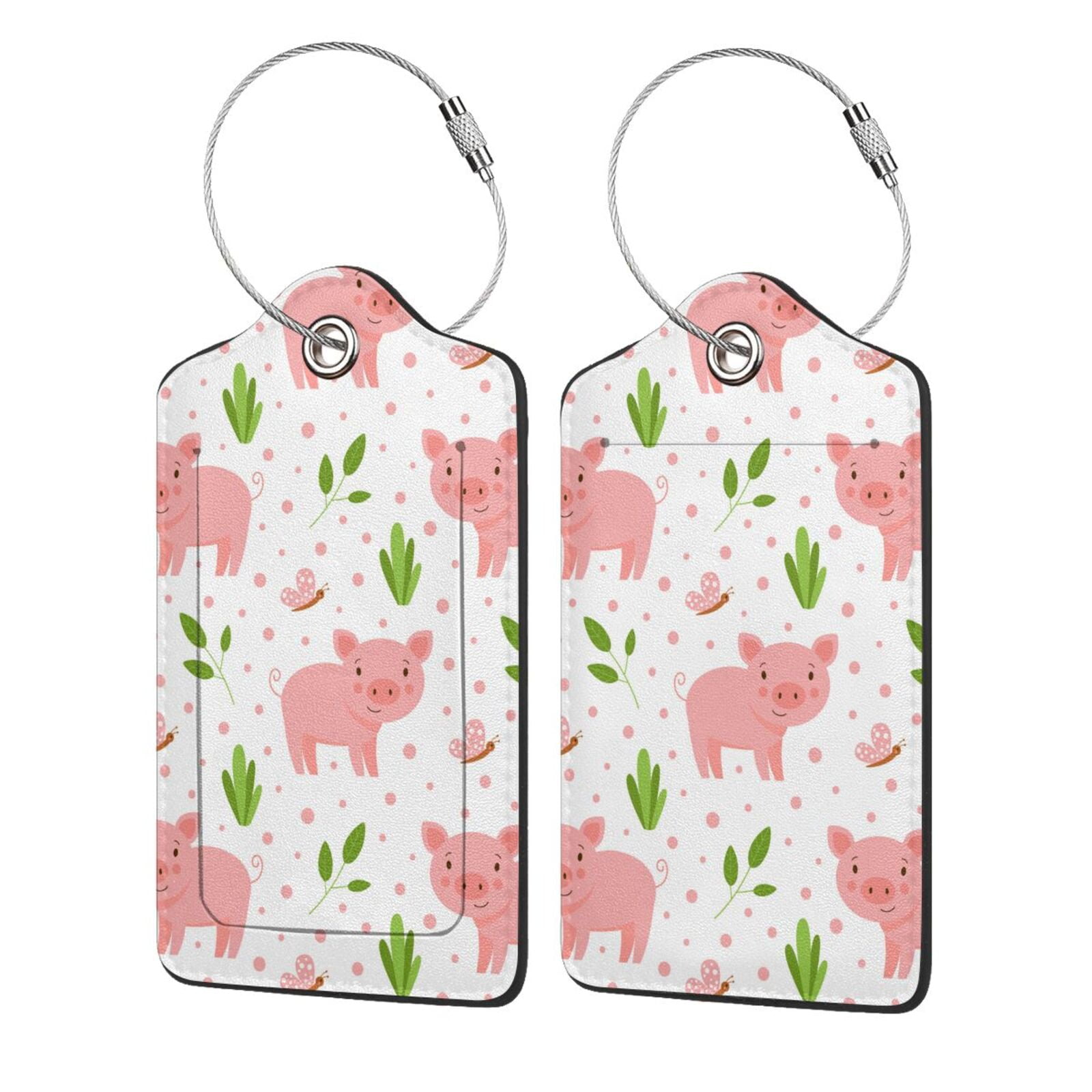 Disketp 2 Pcs Luggage Tag For Suitcase,Funny Little Pigs Leather ...