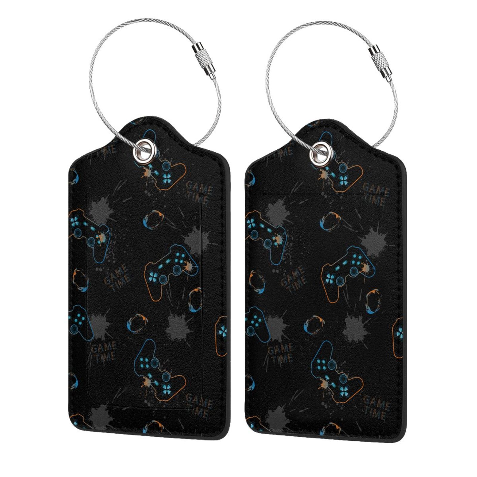 Disketp 2 Pcs Luggage Tag For Suitcase,Game Time Leather Baggage Tag With Stainless Steel Loop ...