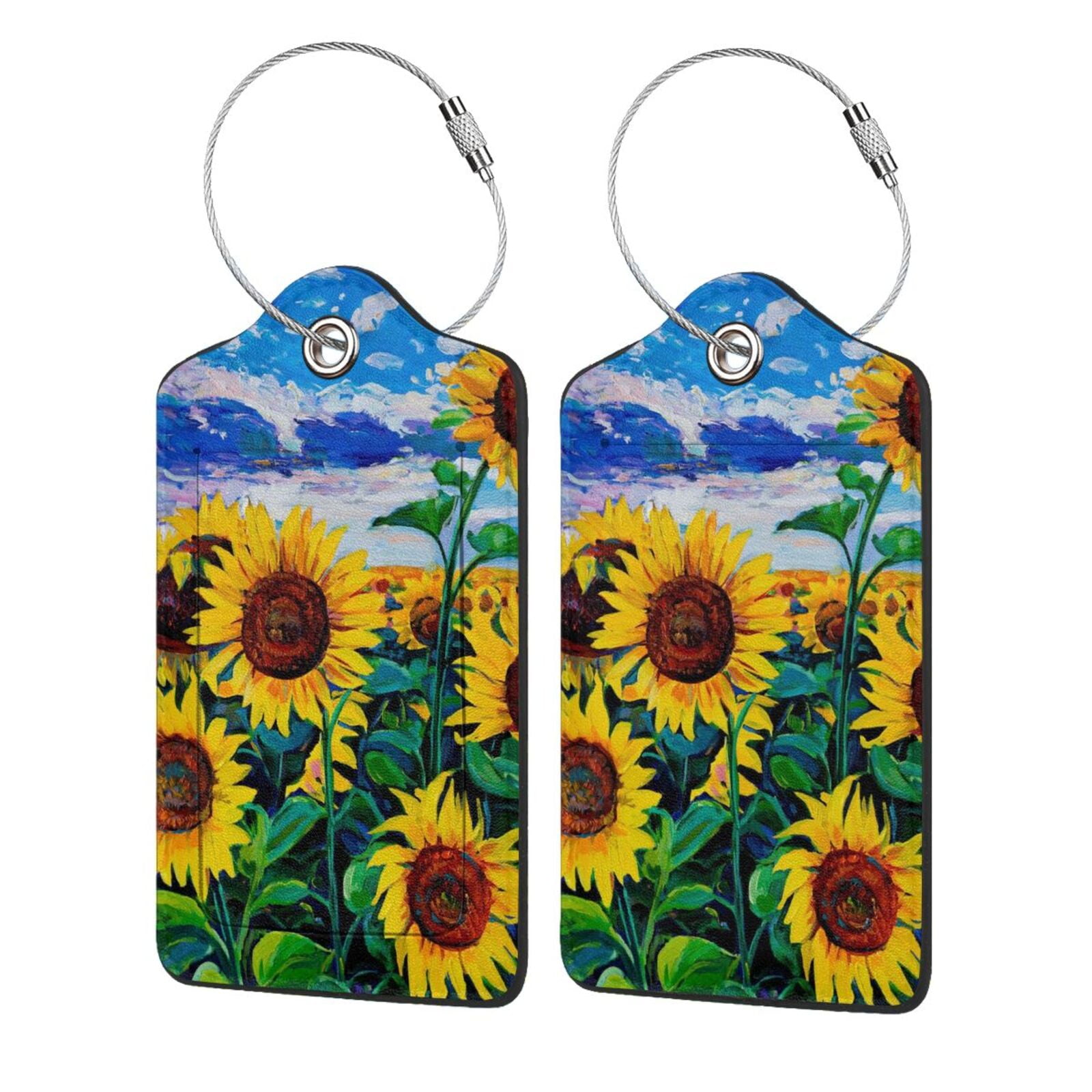 Disketp 2 Pcs Luggage Tag For Suitcase,Landscape With Sunflowers ...
