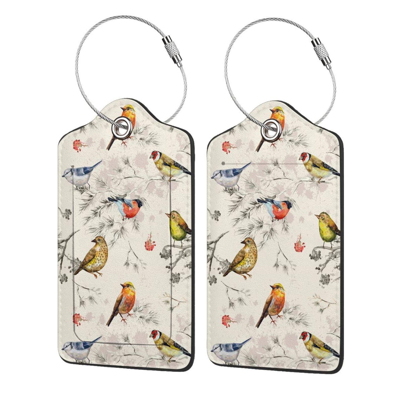 Disketp 2 Pcs Luggage Tag For Suitcase,Little Birds Leather Baggage Tag ...