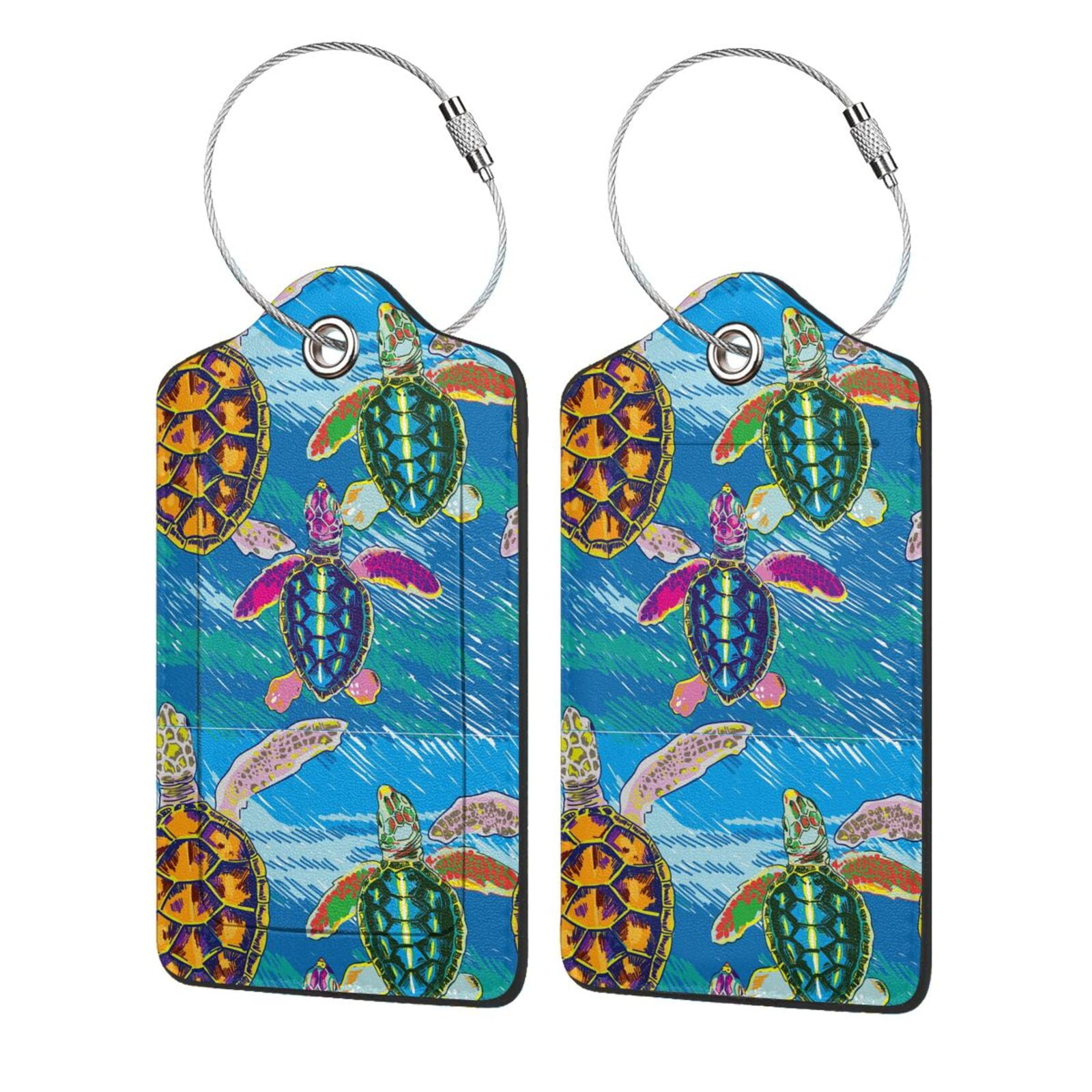 Disketp 2 Pcs Luggage Tag For Suitcase,Little Sea Turtles Leather ...