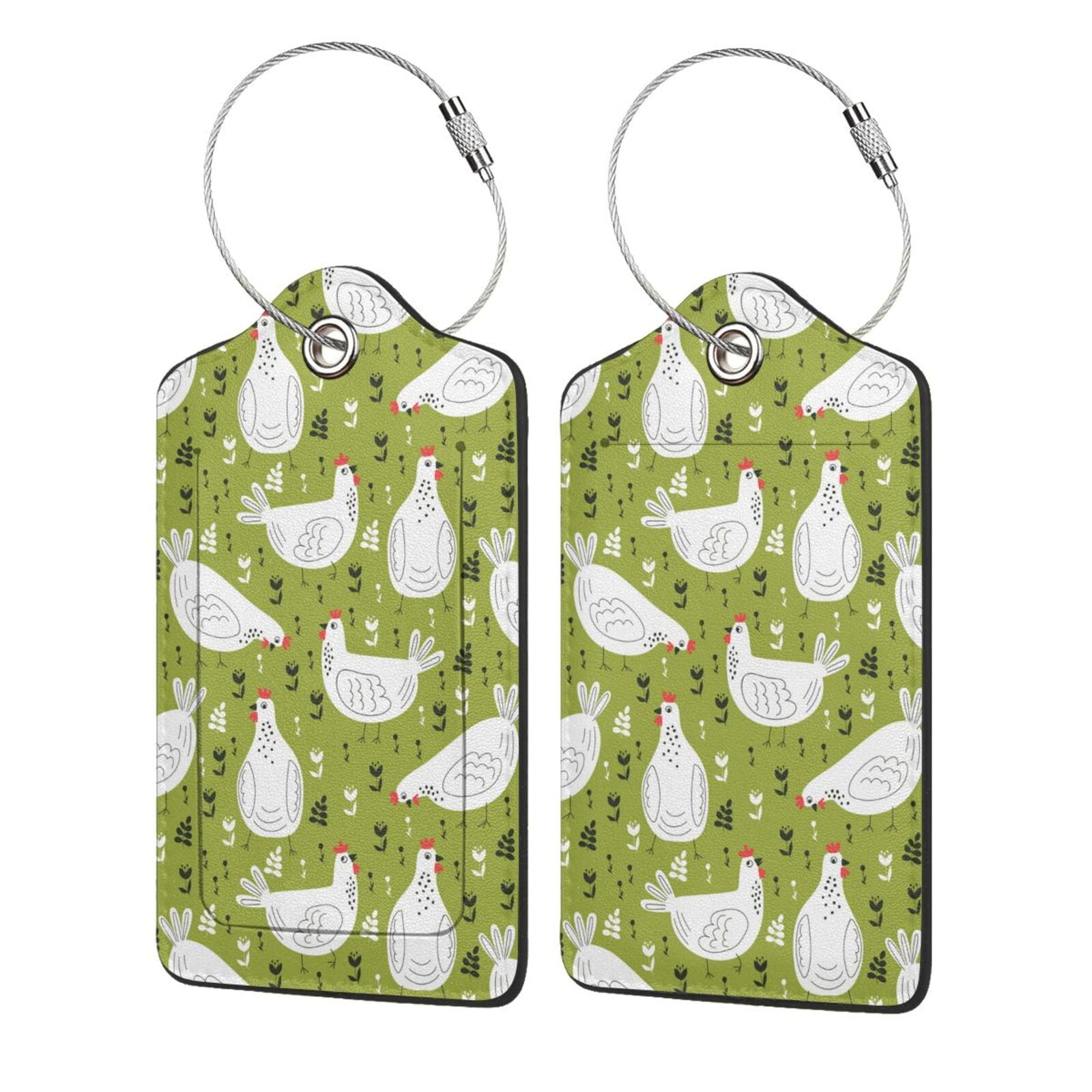 Disketp 2 Pcs Luggage Tag For Suitcase,Lovely Chickens Leather Baggage ...
