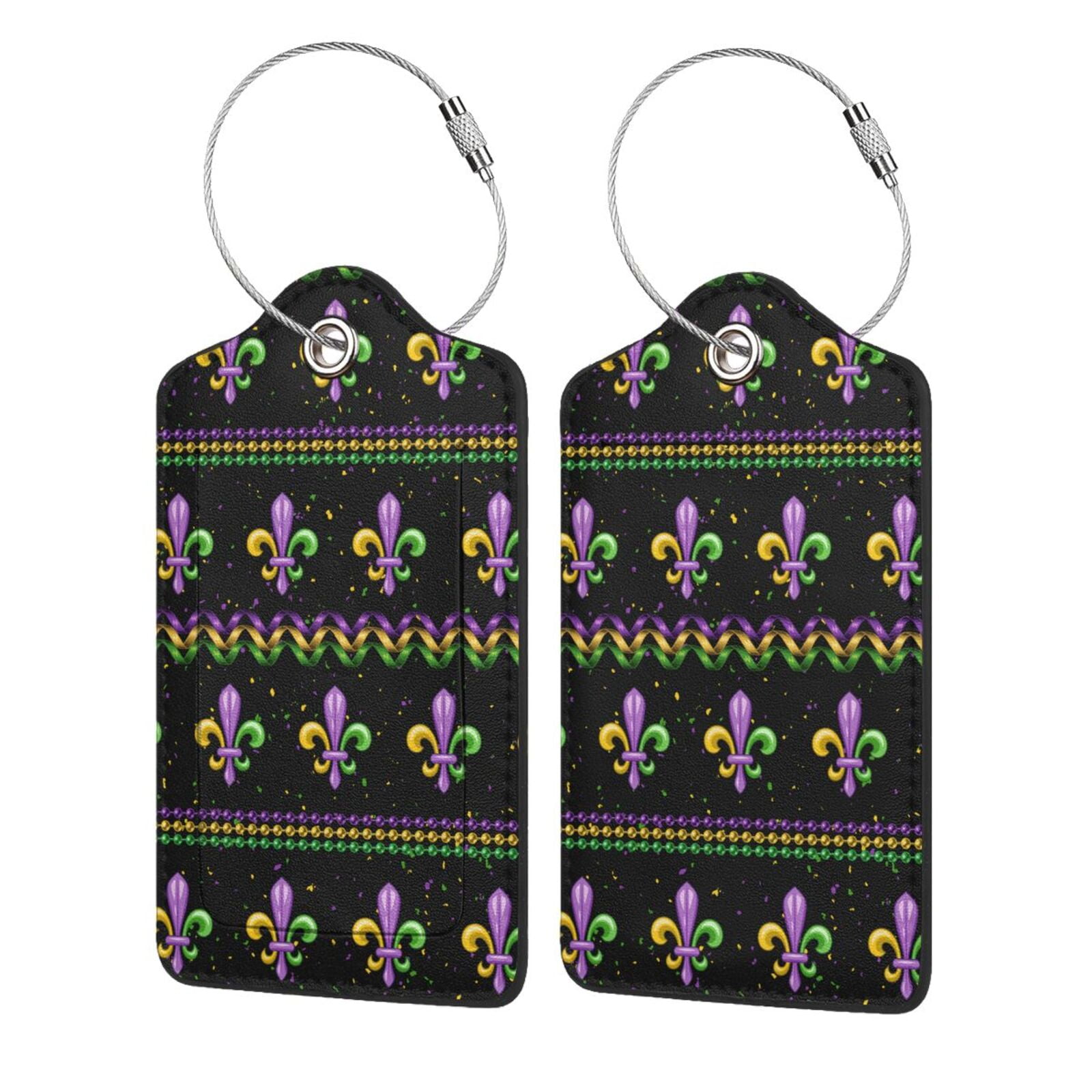 Disketp 2 Pcs Luggage Tag For Suitcase,Mardi Gras Fleur De Lis Leather ...